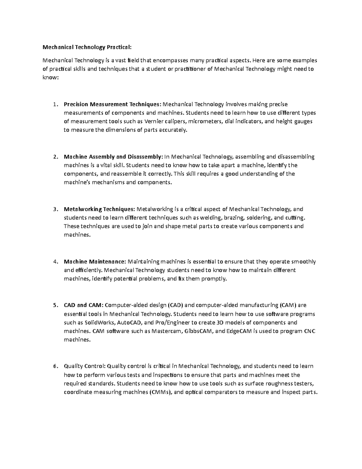 Mechanical Technology Practical - Mechanical Technology Practical ...
