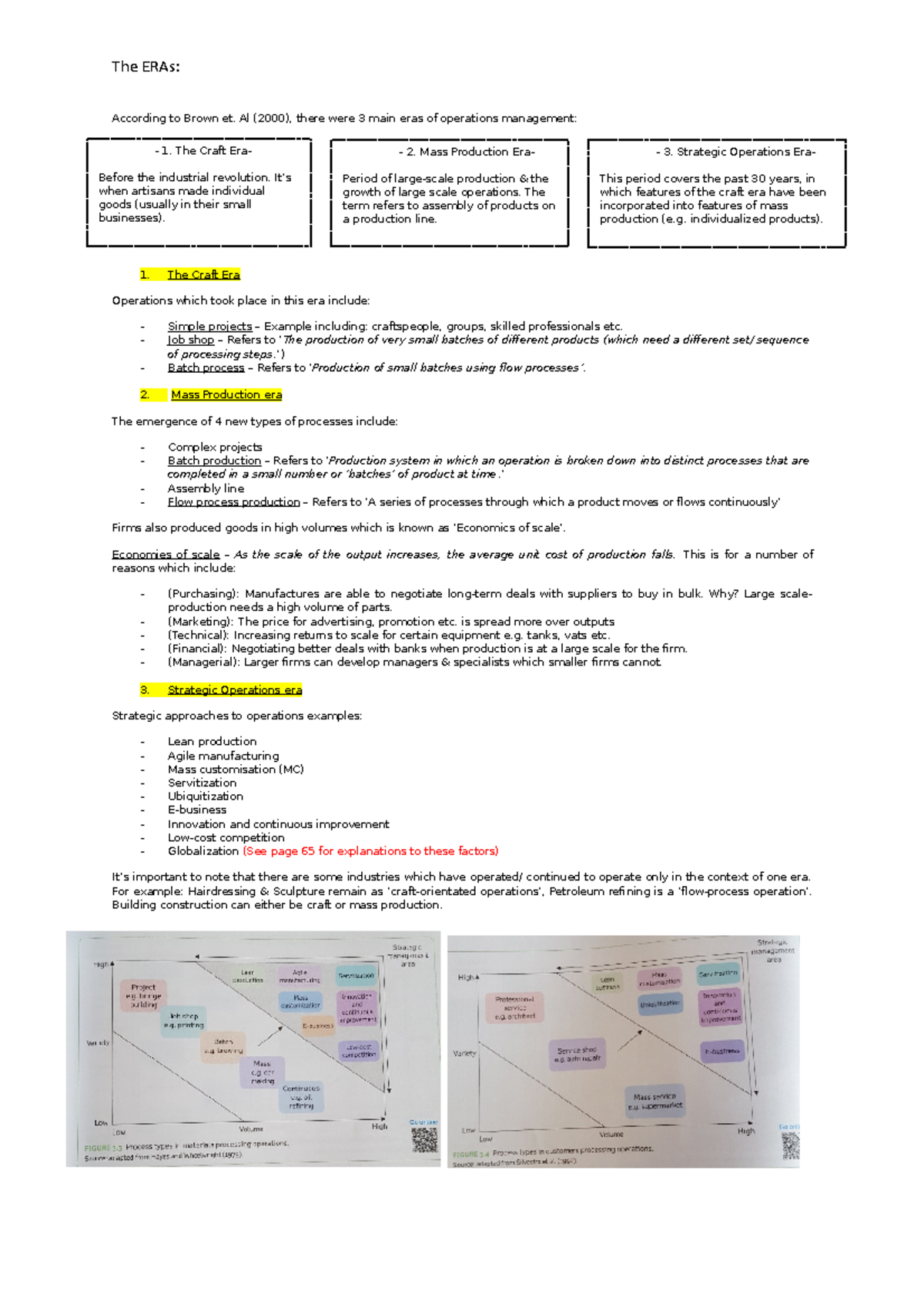 Types of Eras - Operations management - The ERAs: According to Brown et ...