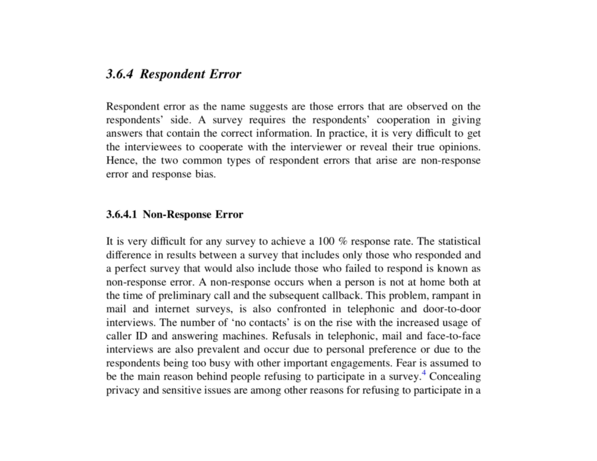 Respondent error - Business Research - Studocu