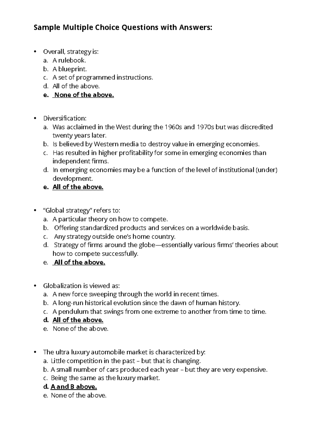 (use) Sample MCQ with Answers - Sample Multiple Choice Questions with ...