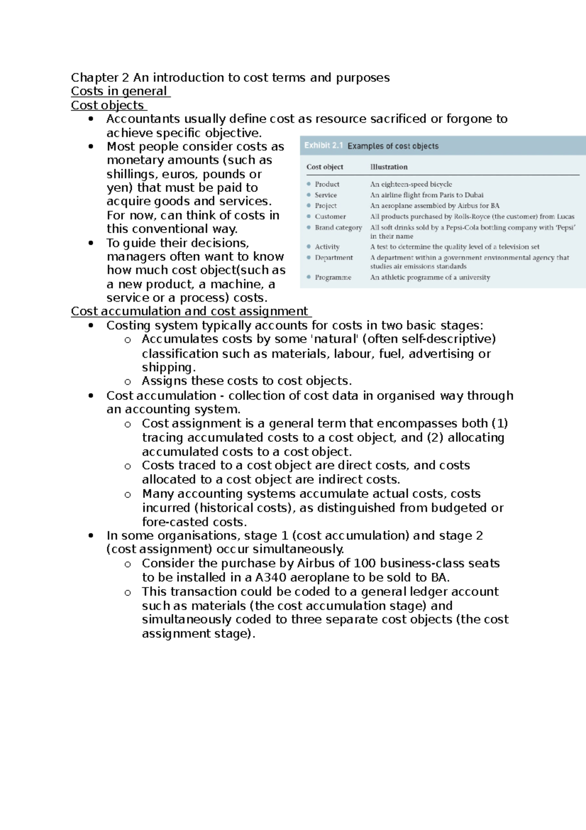 Chapter 2 An introduction to cost terms and purposes - Most people consider costs as monetary ...
