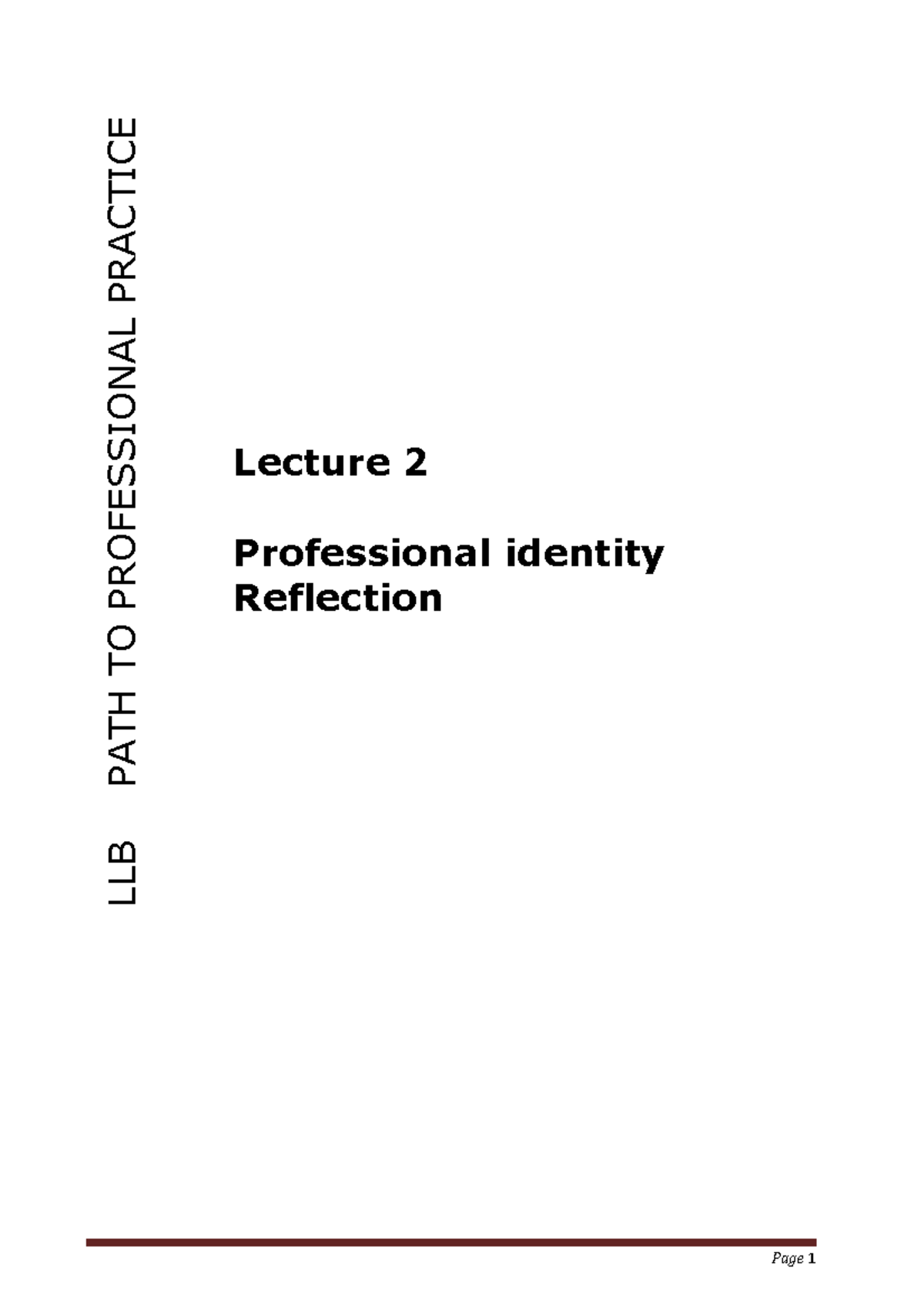 Professional Identity Reflection LLB Path to Professional Practice ...
