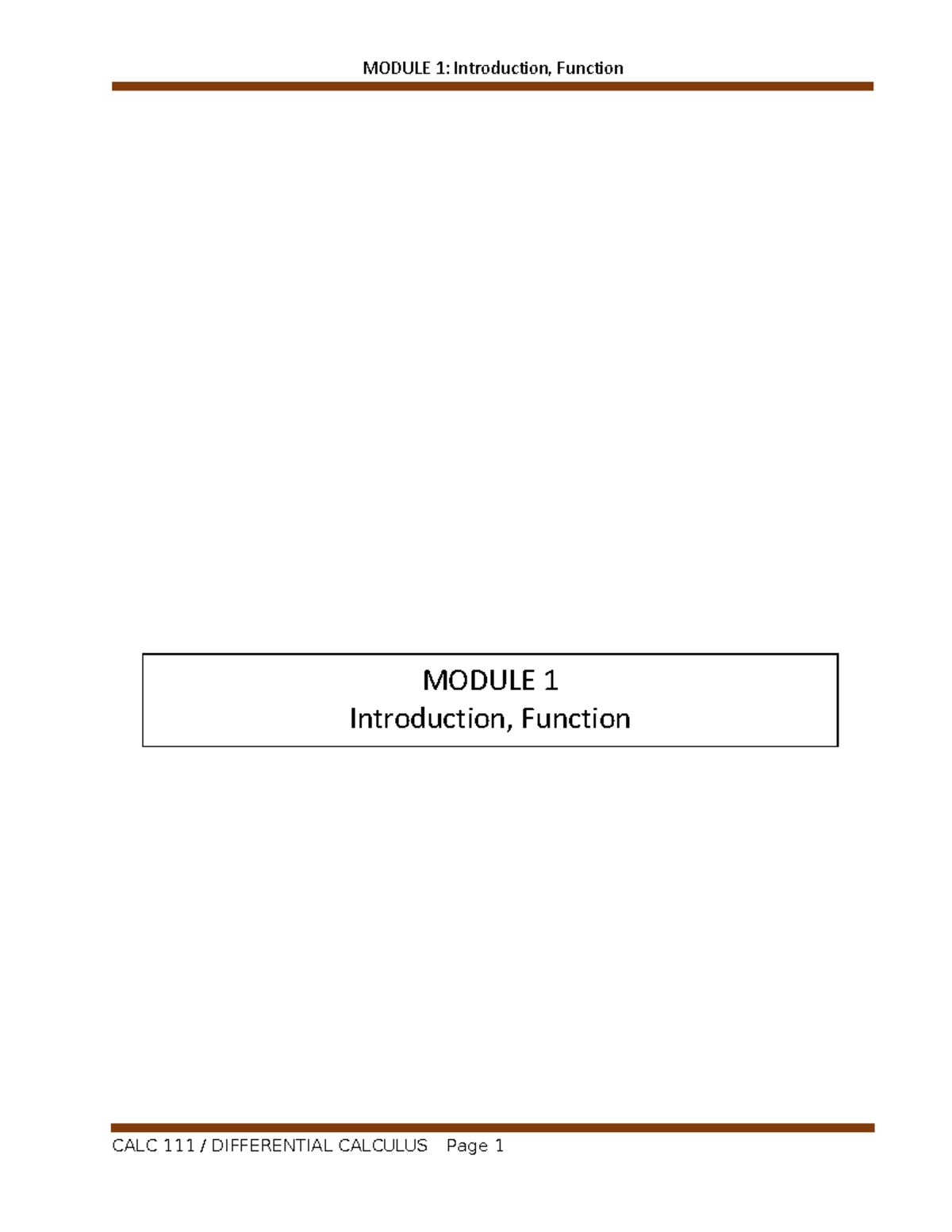 1. CALC 111 Module 1 WK 1 - Differential Calculus - MODULE 1 ...