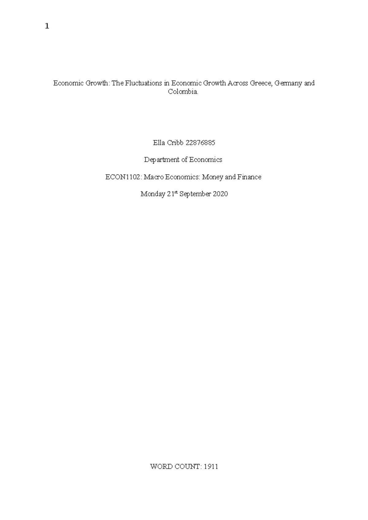 Assigment written - economics assignment final - Economic Growth: The ...