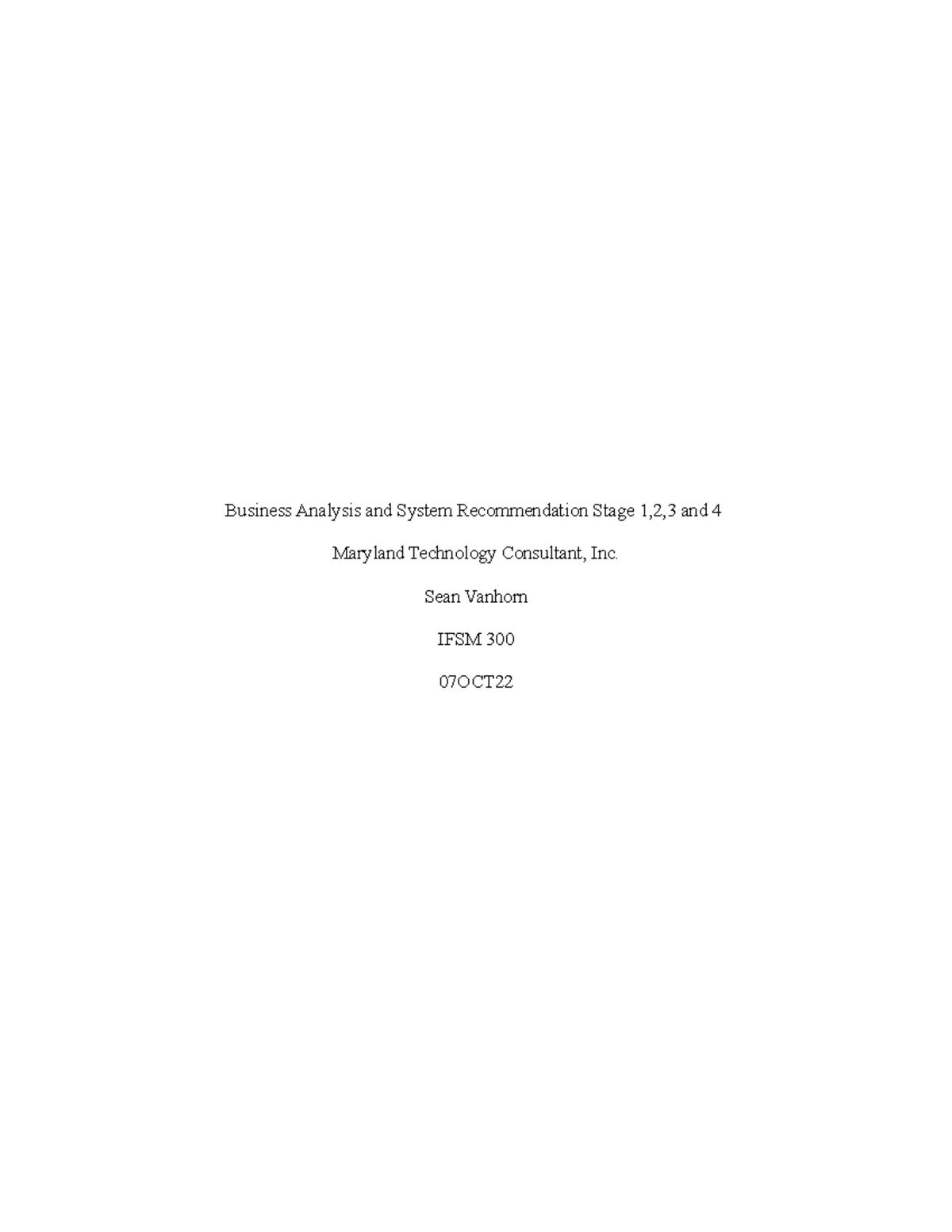 stage 4 assignment - Business Analysis and System Recommendation Stage ...