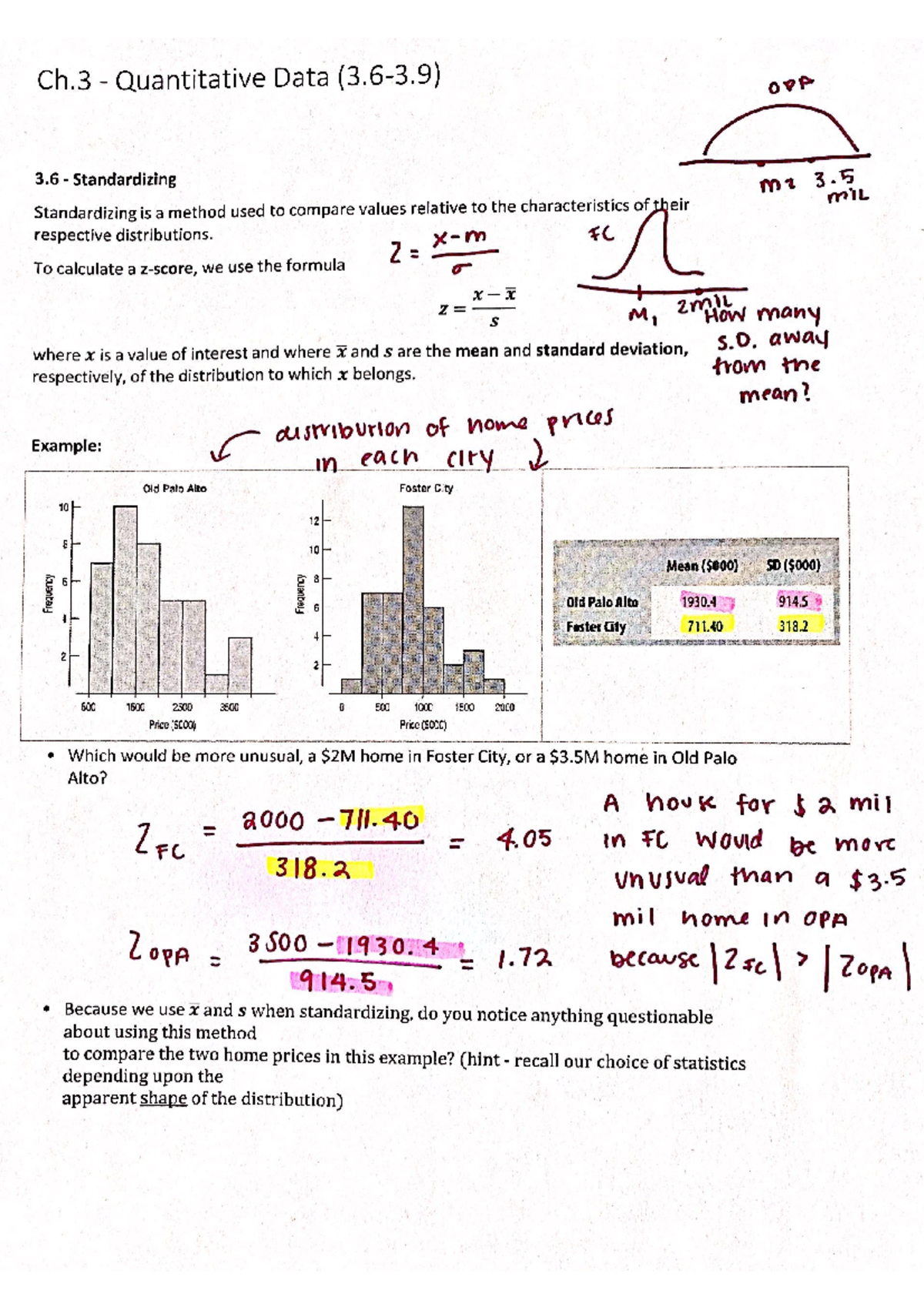 Ch 3 Quantitive Data 6 Lecture Notes 3 5 Ch Quantitative Data Opp