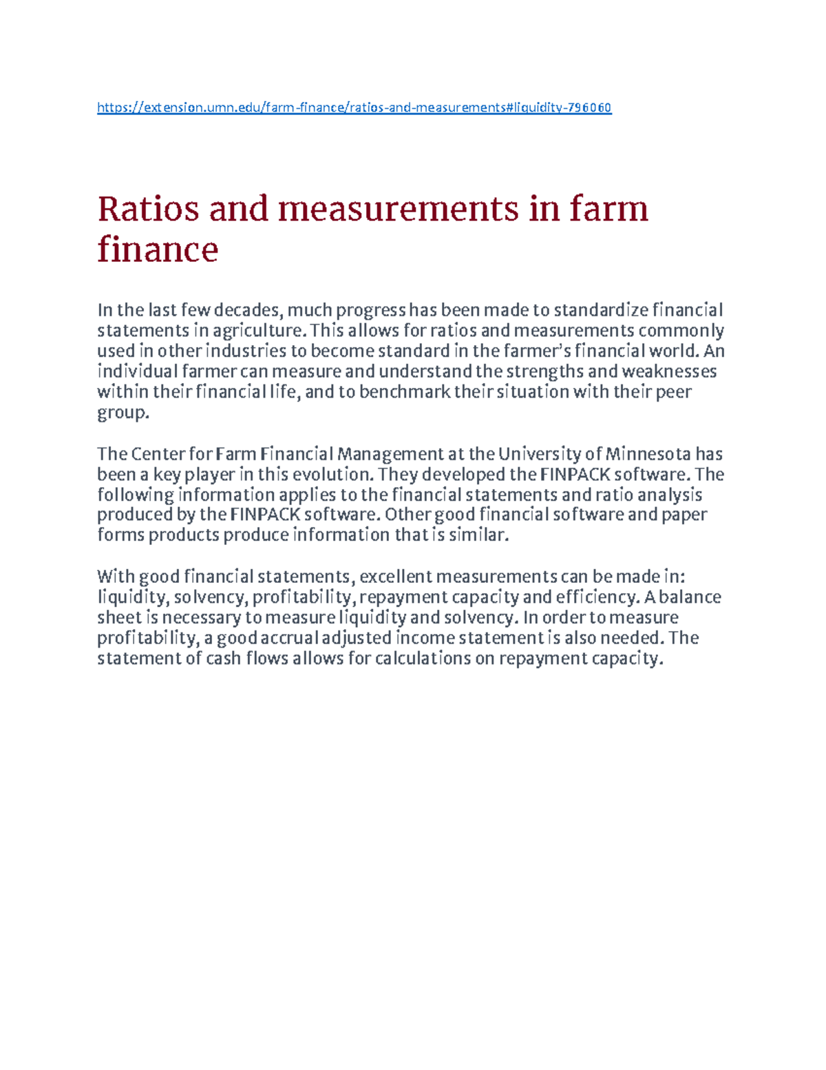 0. Ratio Analysis Farming - extension.umn/farm-finance/ratios-and ...