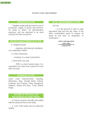 Notes - summaries - Land and Building Land Used as a “plant site” - PPE ...