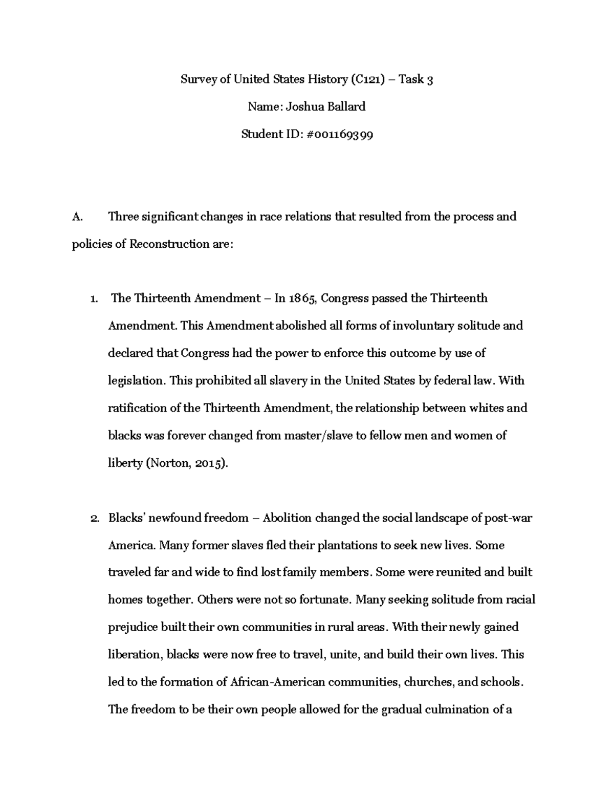 Task 3 - Survey of U.S. History C121 - Survey of United States History ...