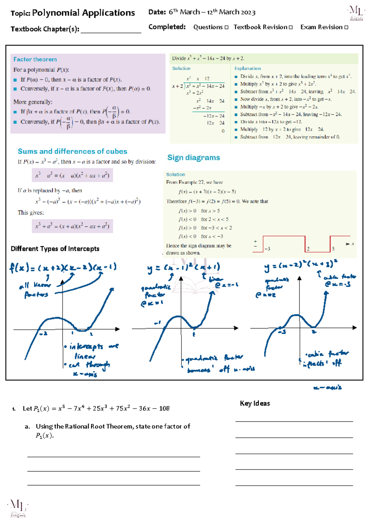 Week 6 - Polynomial Applications - Let 𝑃𝑃 1 (𝑥𝑥) = 𝑥𝑥 5 − 7 𝑥𝑥 4 + 25𝑥𝑥 ...