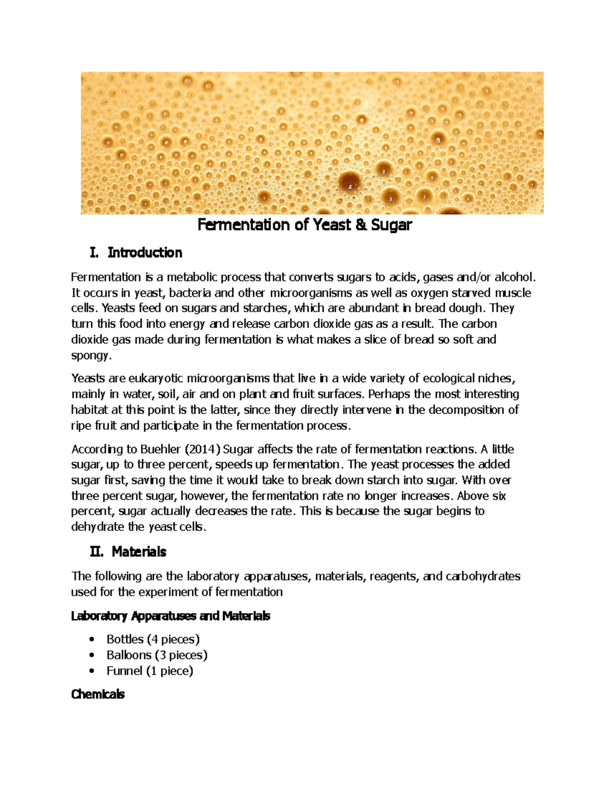 LR8-Fermentation - mm - Fermentation of Yeast & Sugar I. Introduction ...