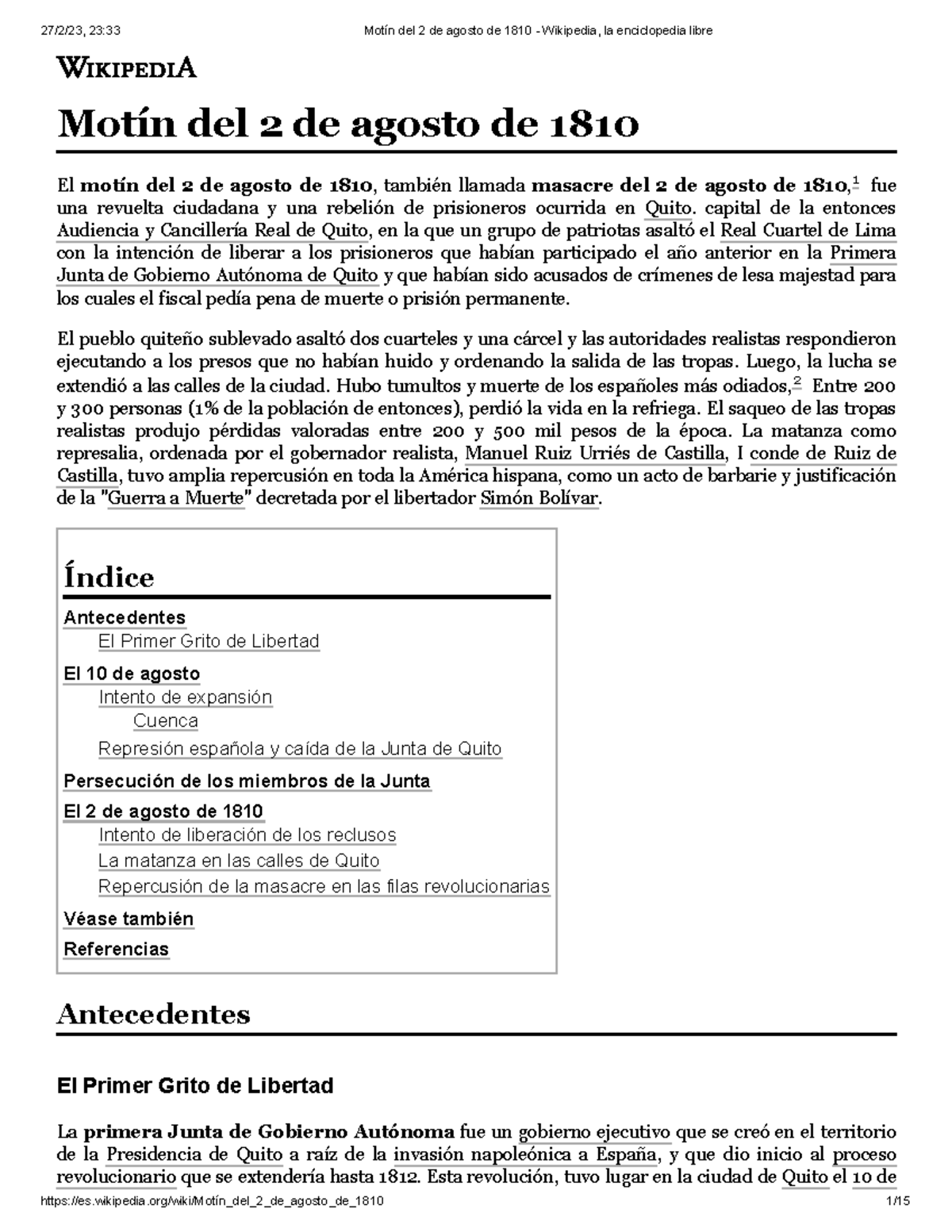 Motín del 2 de agosto de 1810 - Wikipedia, la enciclopedia libre ...