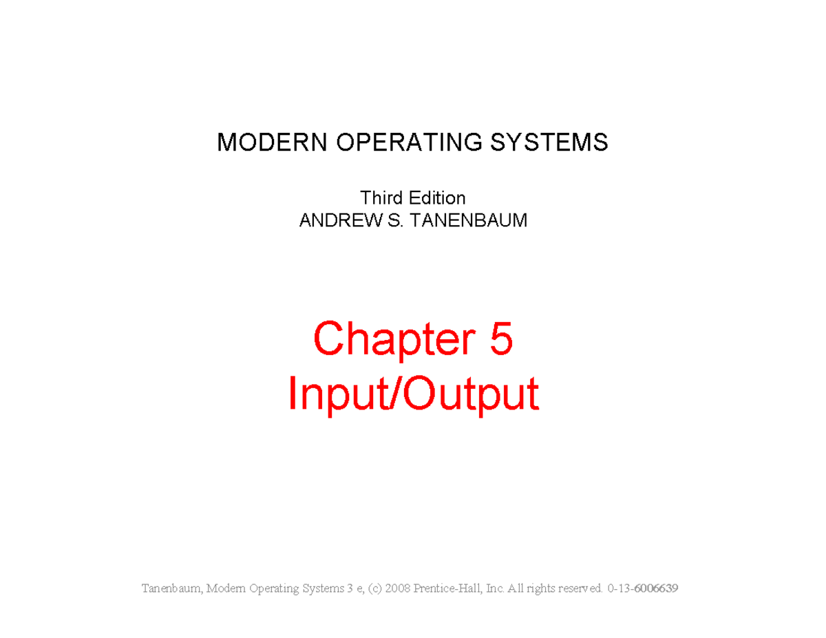 Chapter 5 - Sistemi operativi - MODERN OPERATING SYSTEMS Third Edition ...
