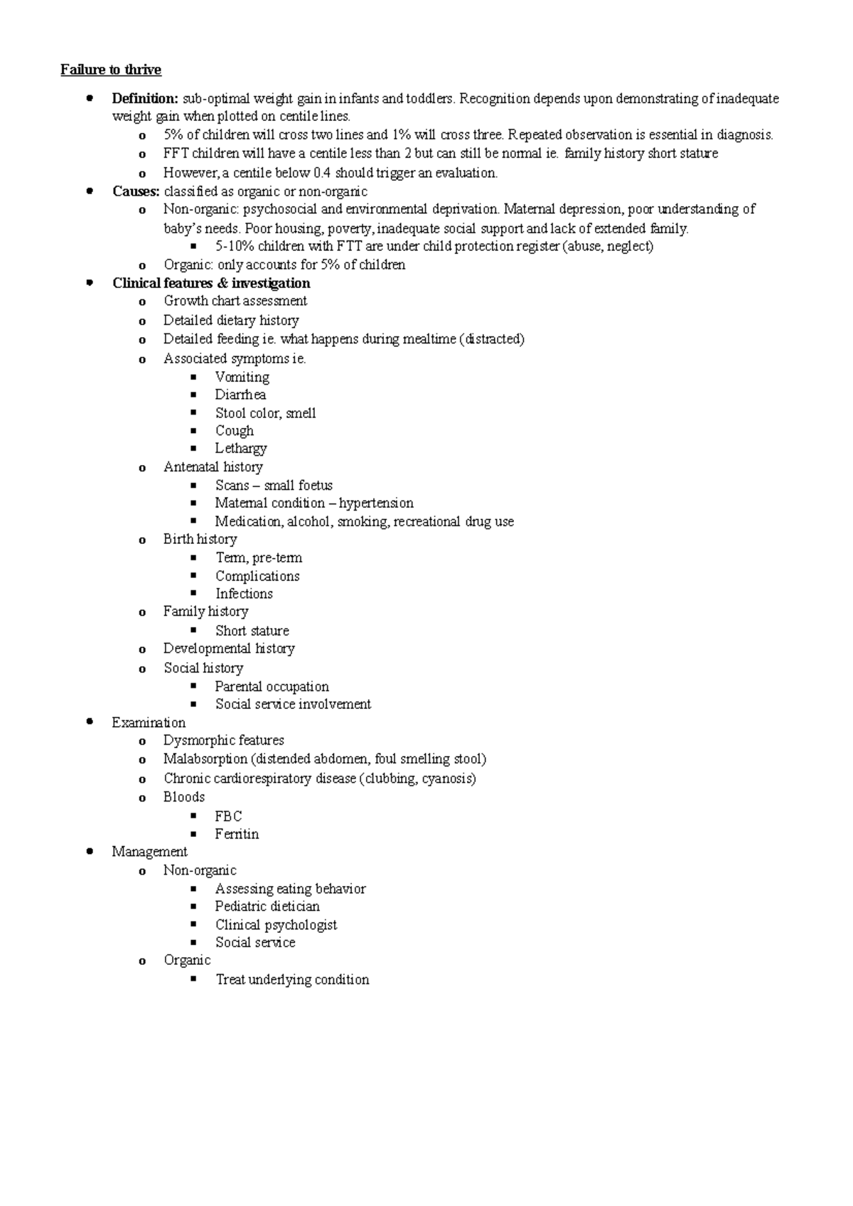 Failure to Thrive - Failure to thrive Definition: sub-optimal weight ...