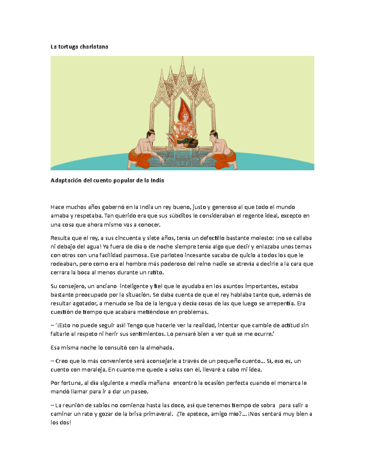 La tortuga charlatana - Apuntes 3 - La tortuga charlatana Adaptación ...
