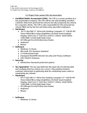 5-2 Project One Technology, Hardware, Software - Skylar Thompson IT-200 ...
