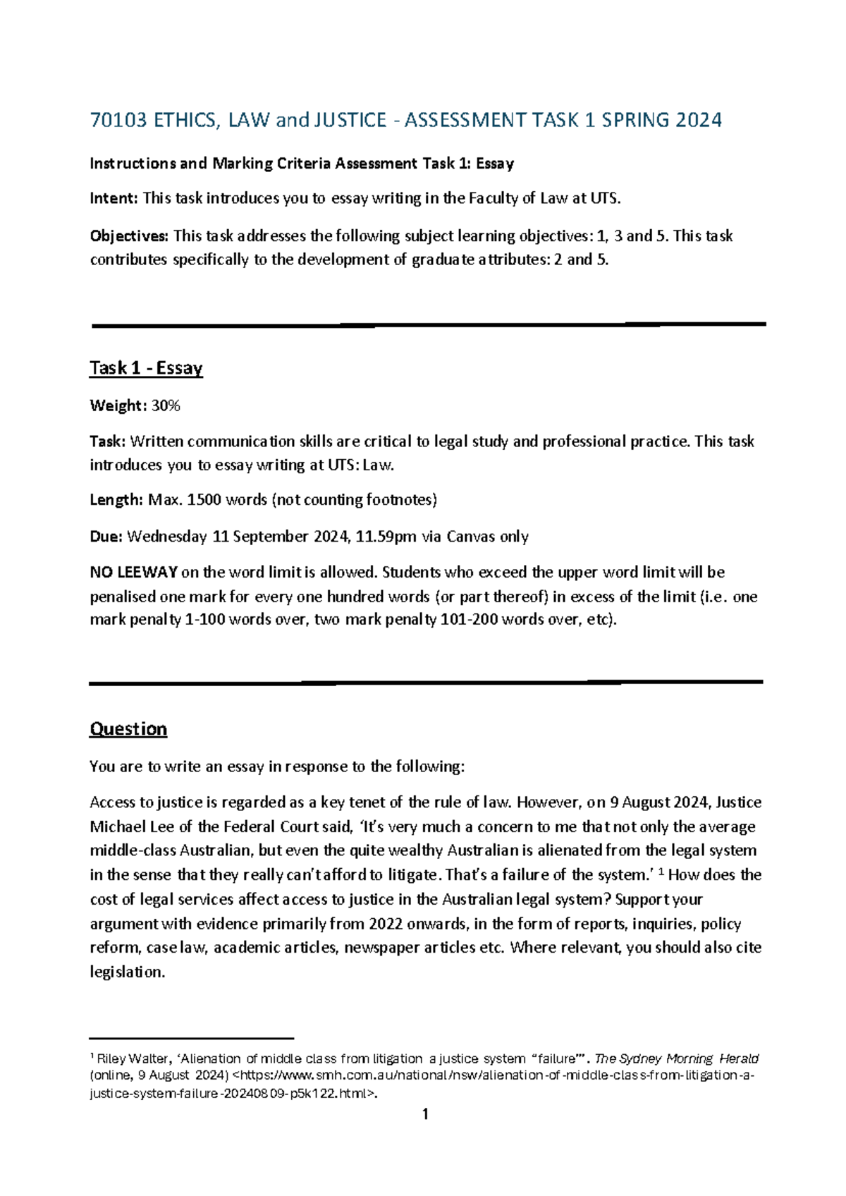 ELJ SPR2024 Essay Instructions Marking Criteria Checklist-3 - 70103 ...