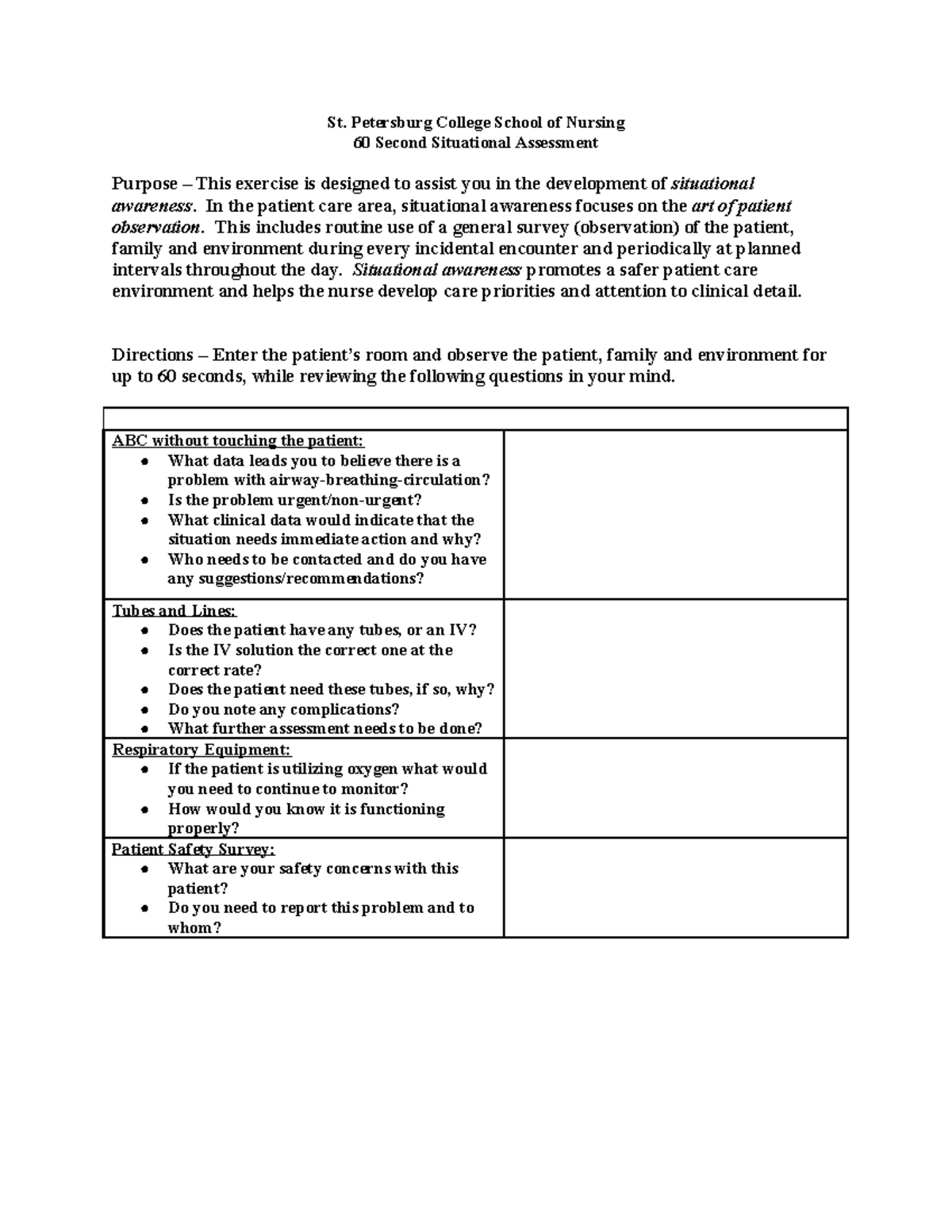 60Second Situational Assessmentfrom QSEN.doc - St. Petersburg College ...