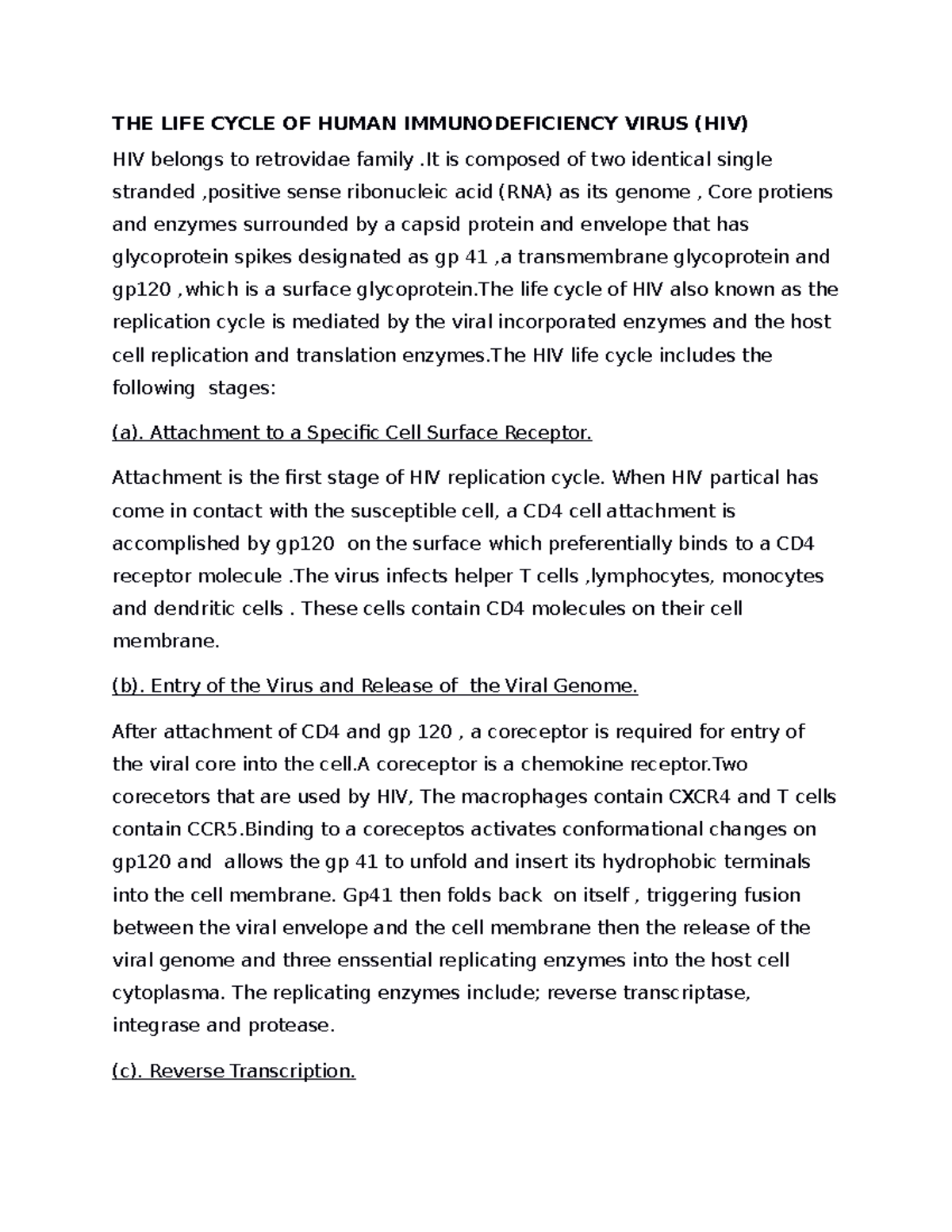 Ackim asnmnmt - Writing Assignment - THE LIFE CYCLE OF HUMAN ...