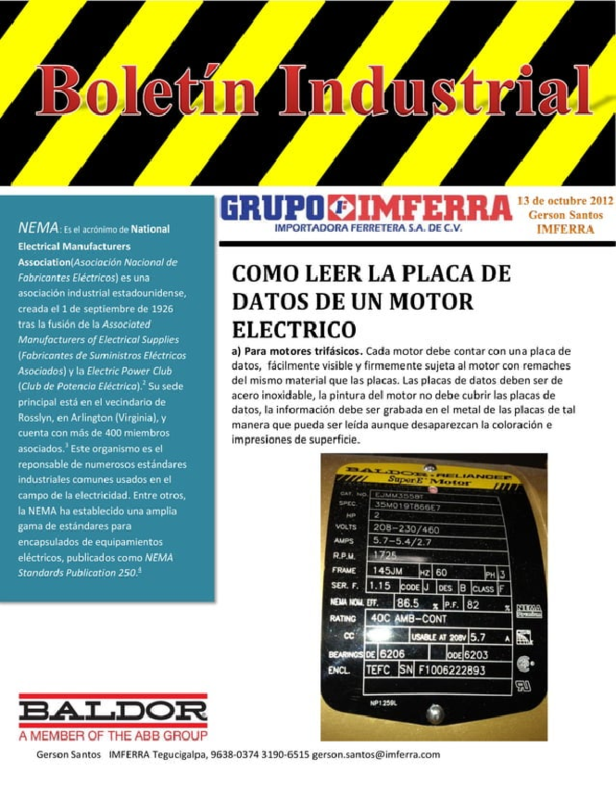 Como leer la placa de datos de un motor electrico - Seguridad en ...