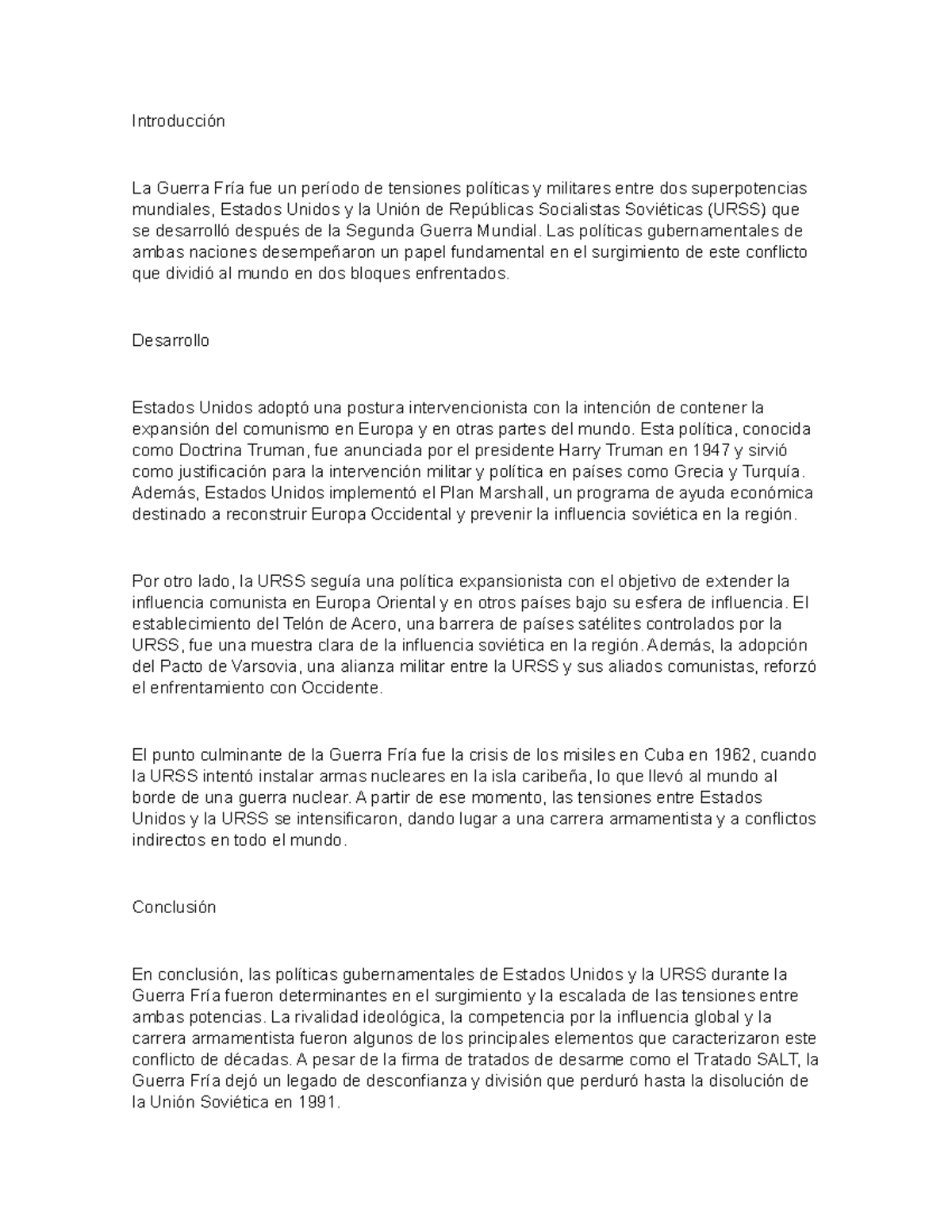 Introducción 4 - ZHDJS - Introducción La Guerra Fría fue un período de ...