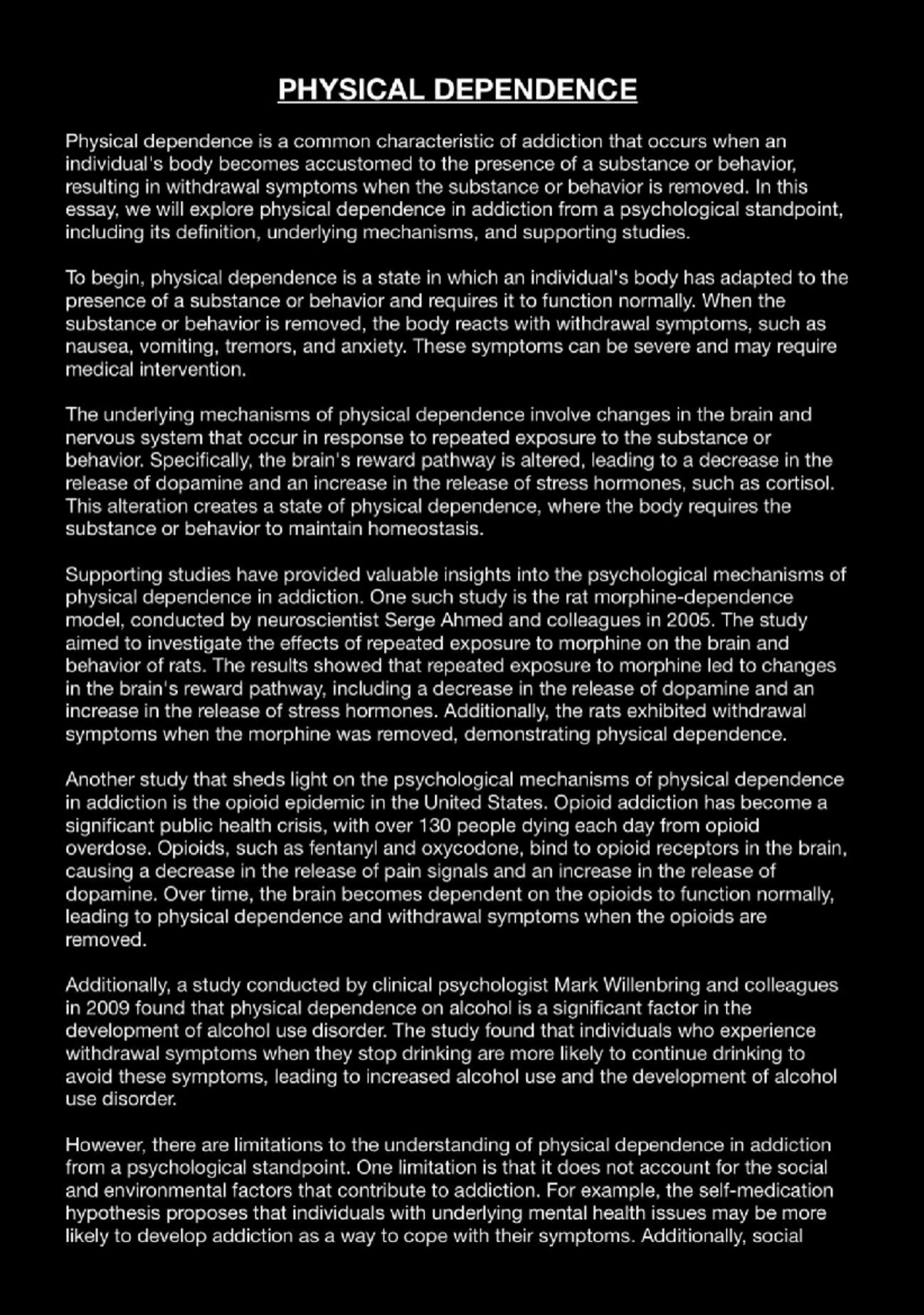 Jpg2pdf 63 - essay on physical dependence with studies - PSY - Studocu