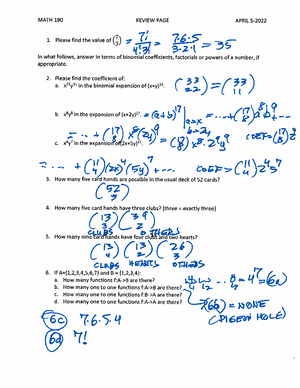 HW 8 Solutions - MATH-190 - Math 190 – HW 8 - Solutions Math 190 – HW 8 ...