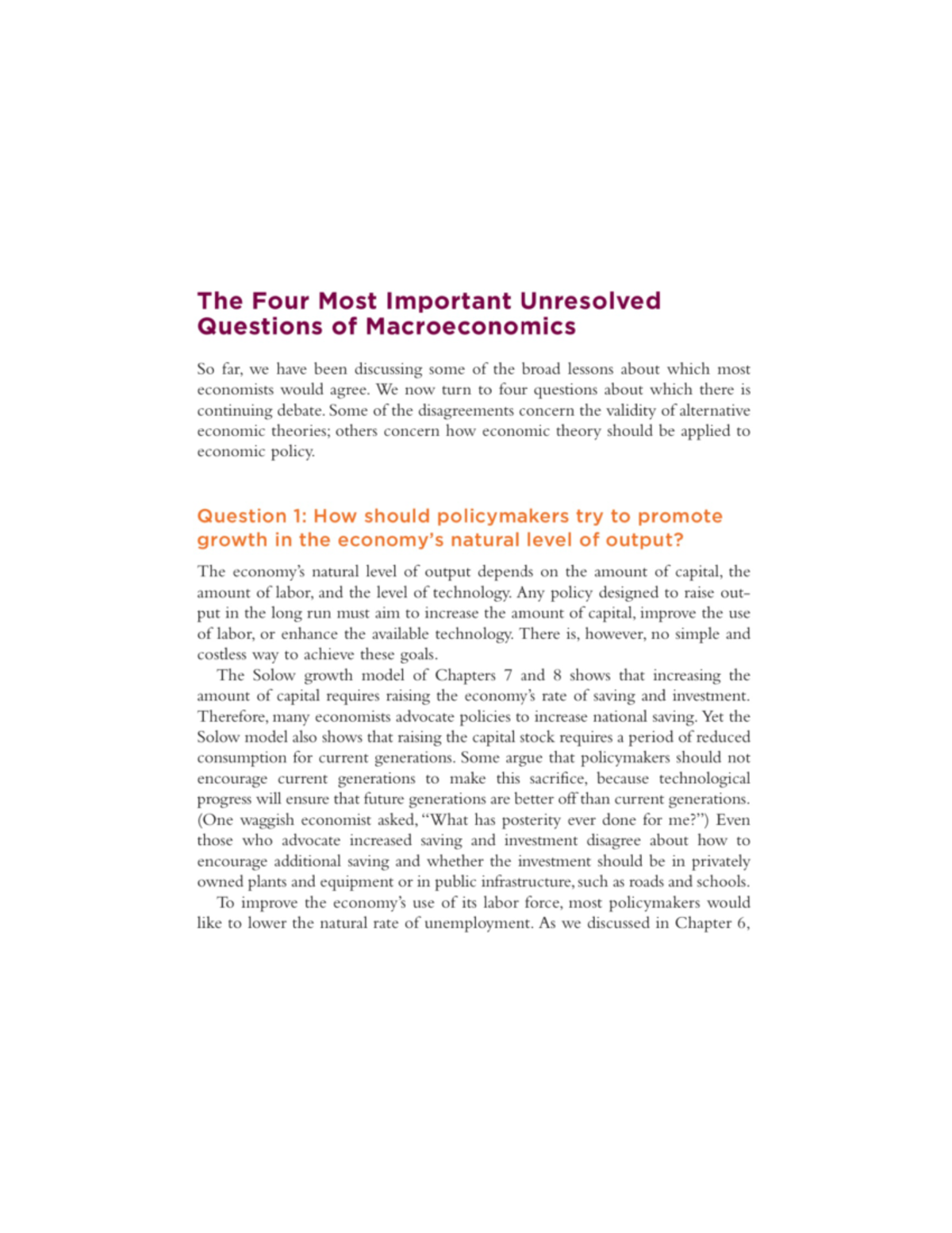 The Four Most Important Unresolved Questions of Macroeconomics - MACRO ...