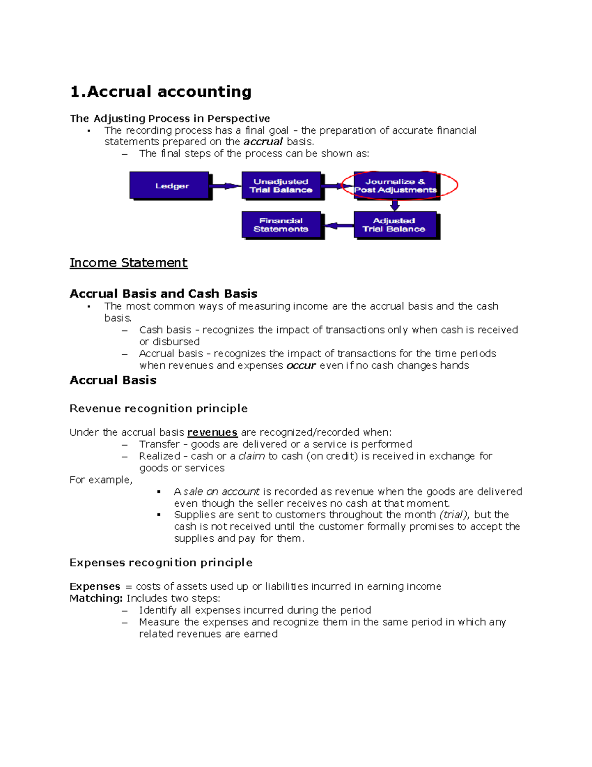 CH3 = Accrual accounting - 1. Accrual accounting The Adjusting Process ...