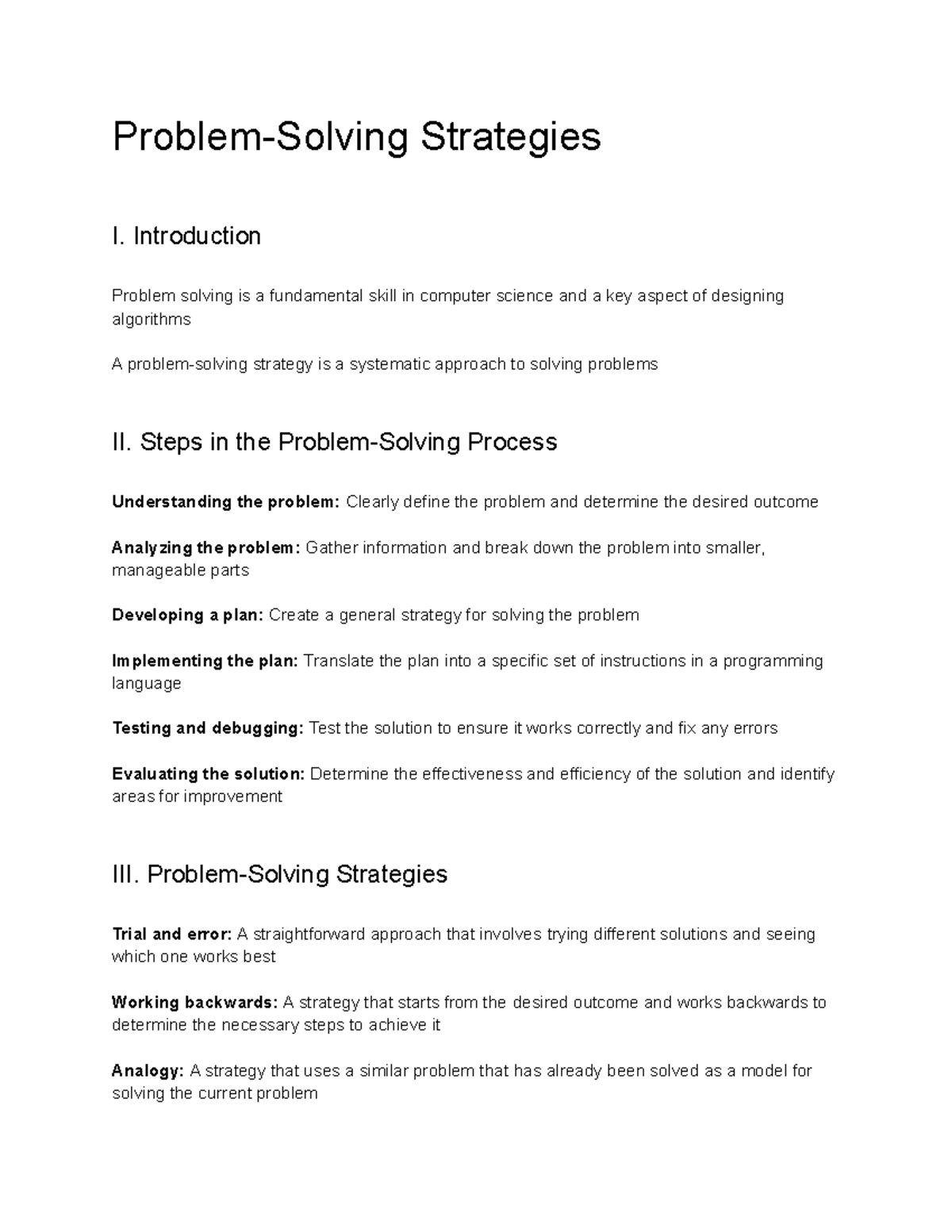 Computer Science I (EGR-1210) Lecture 6 - Problem-Solving Strategies ...