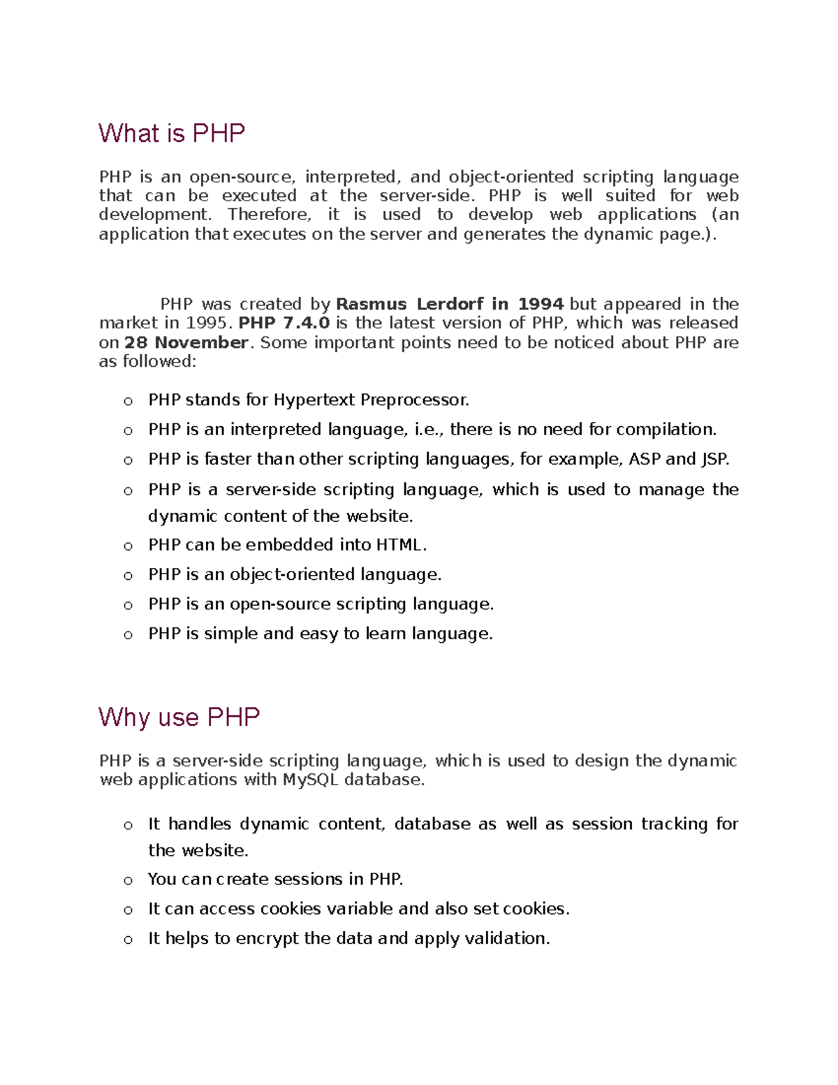 Unit1 notes - good - What is PHP PHP is an open-source, interpreted ...