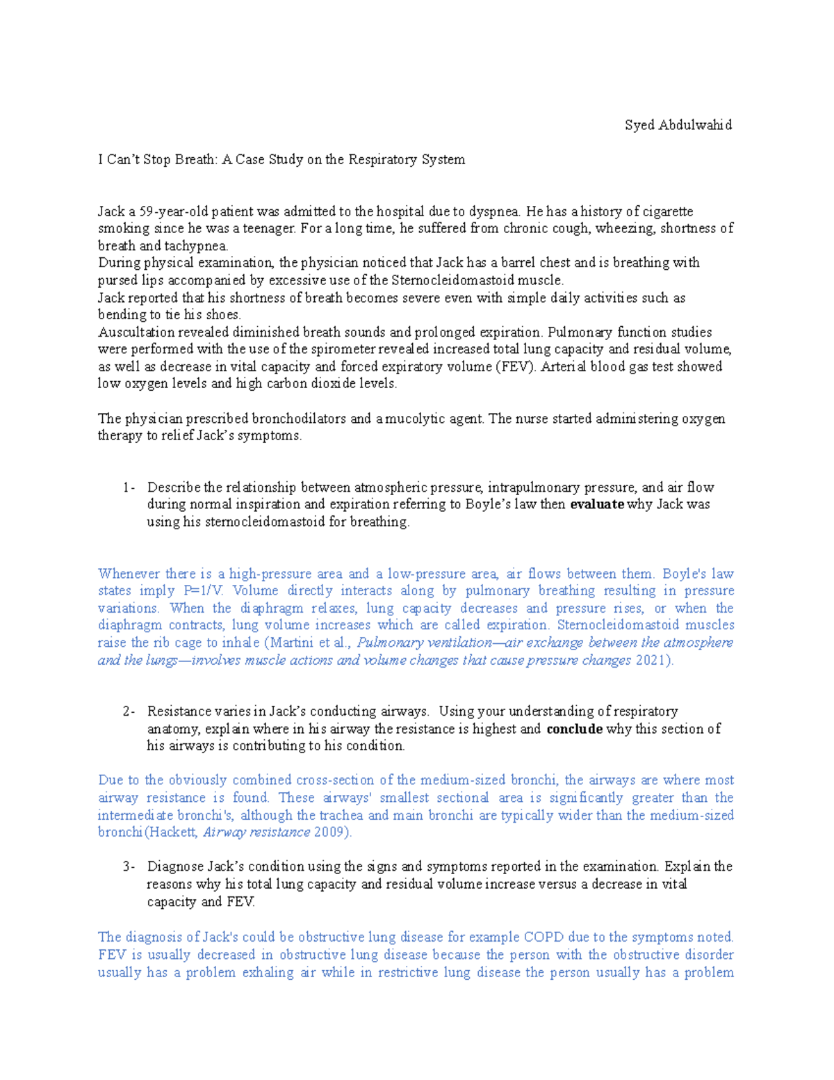 Case study Respiratory - complete - Syed Abdulwahid I Can’t Stop Breath ...