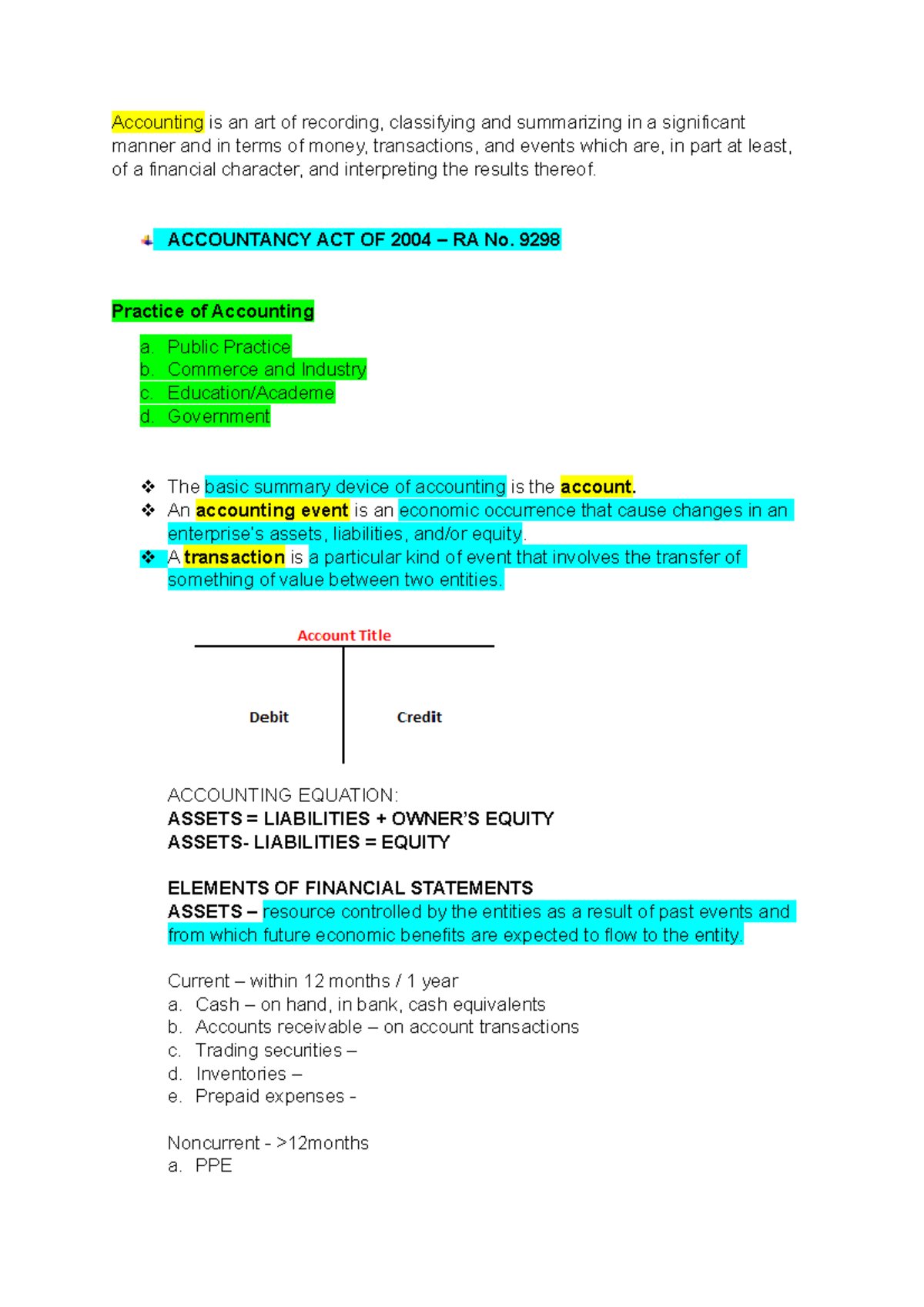 Basic-Accounting - notes about basic accounting - Accounting is an art ...