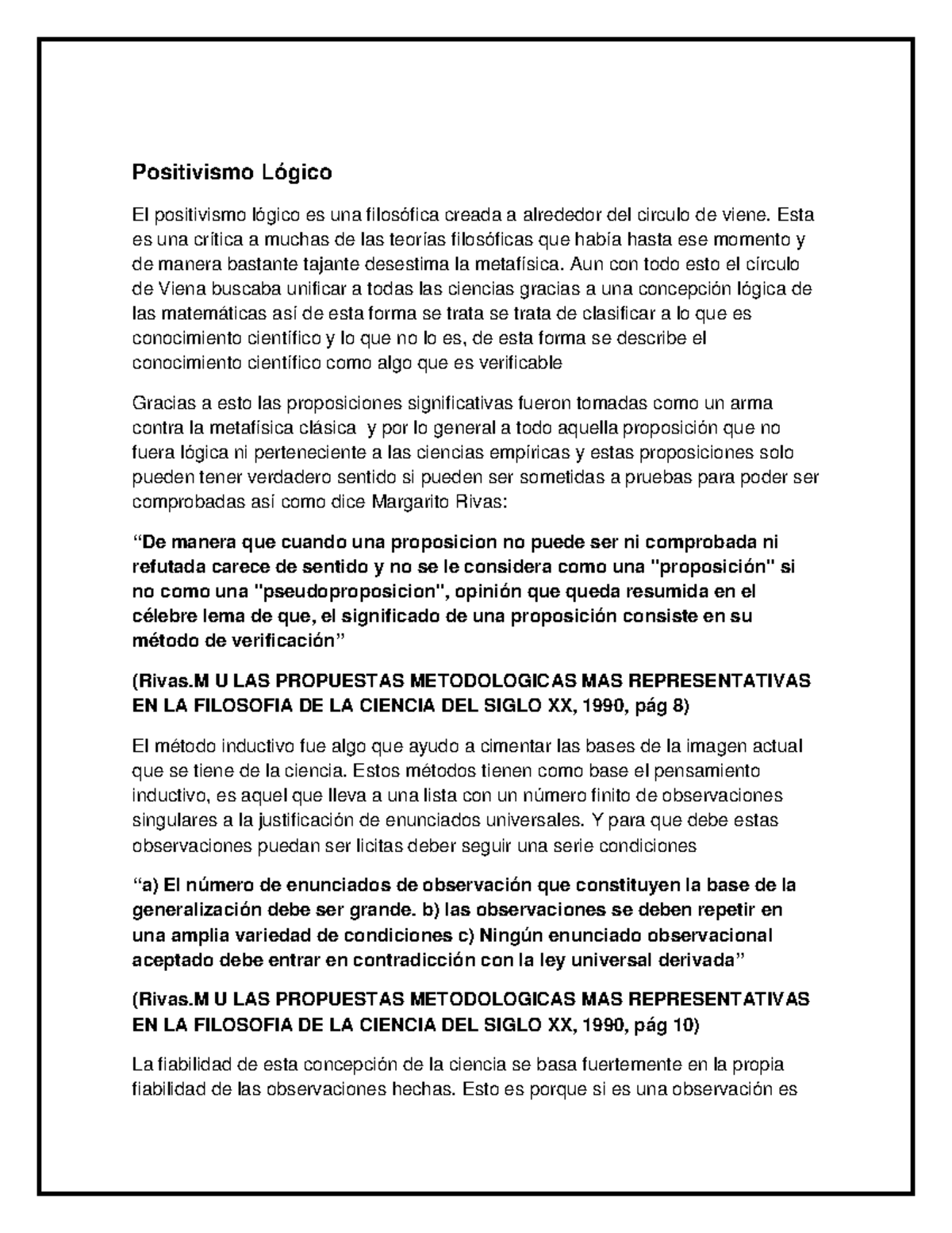 Positivismo Lógico - Resumen - Positivismo Lógico El positivismo lógico ...