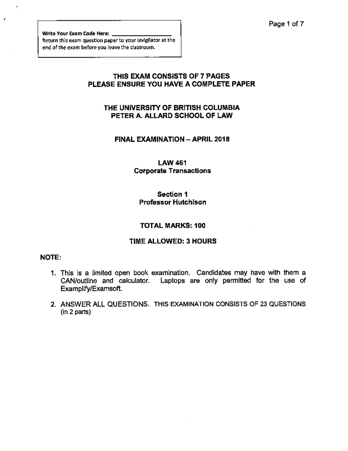 Exam 1 April 2015, questions and answers - Warning: decodeScan ...
