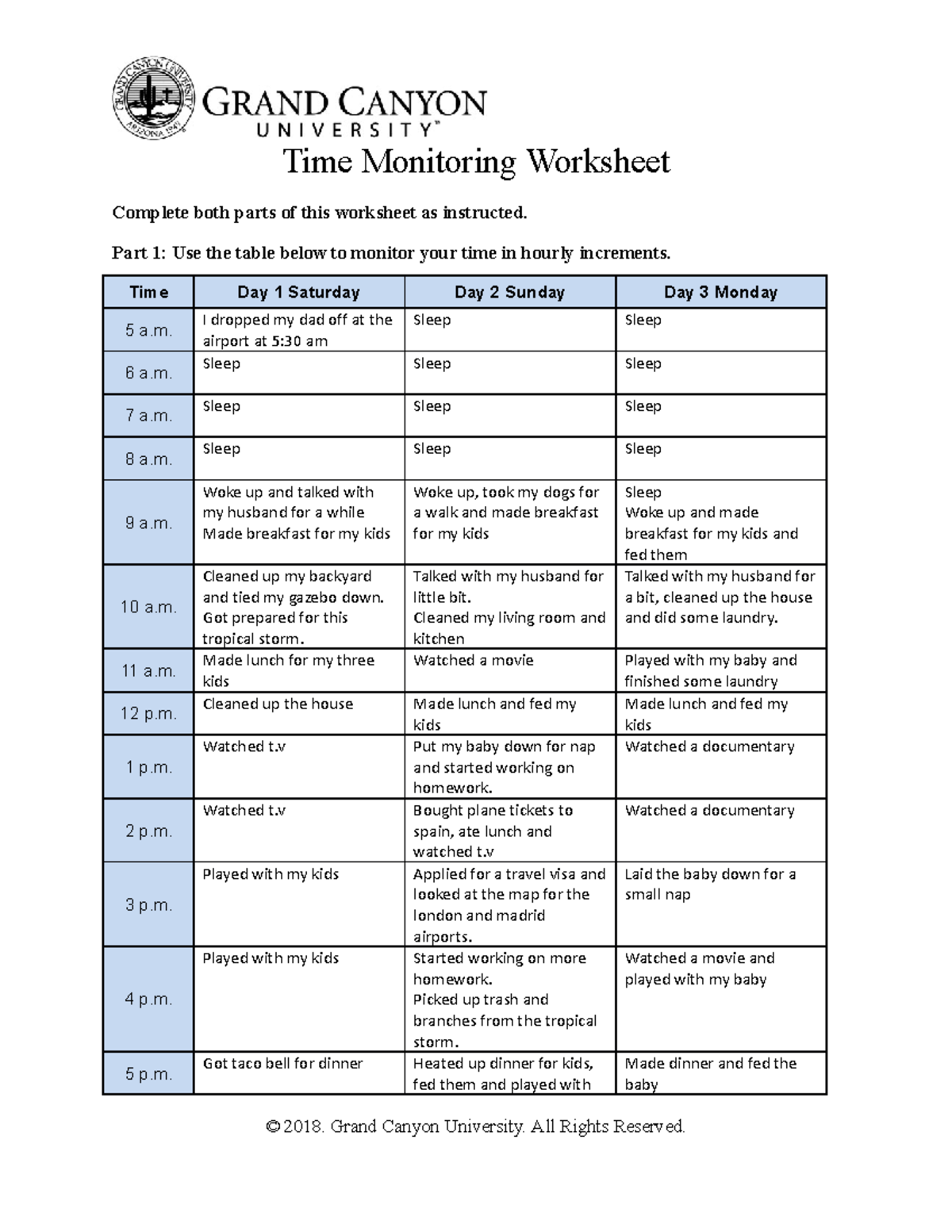 UNV 508 RS Time Monitor Worksheet - Time Monitoring Worksheet Complete ...