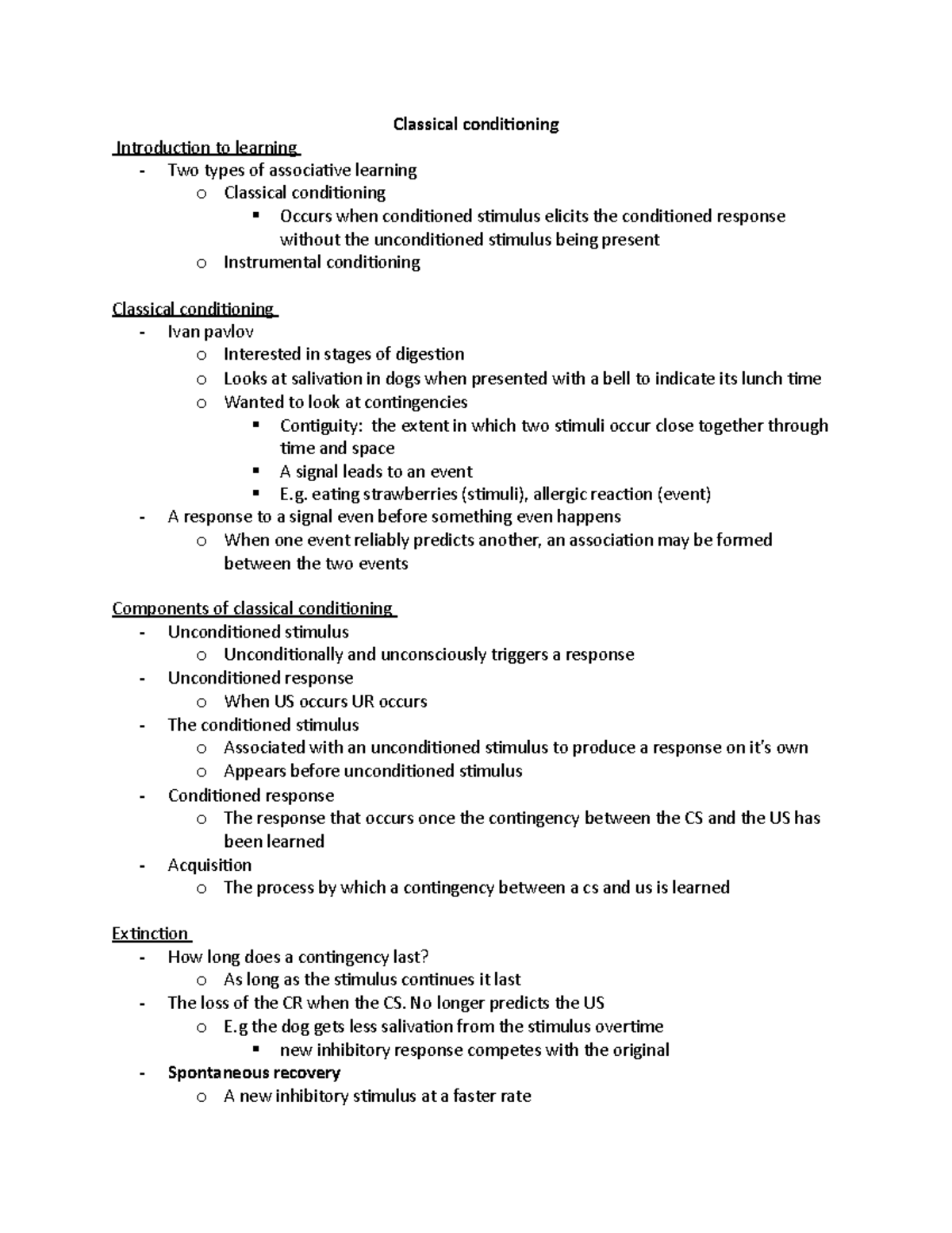 Psych lecture 3 week 3 classical conditioning - Classical conditioning ...