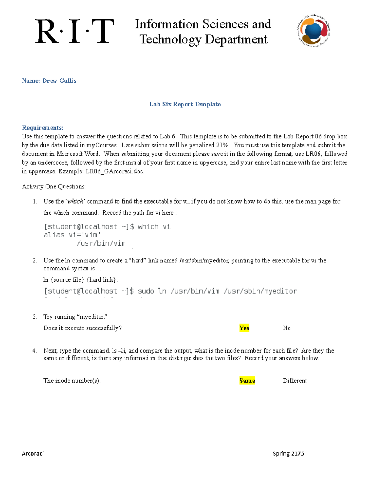 Lab 6 - System Administration Labs to be used for educational use only ...