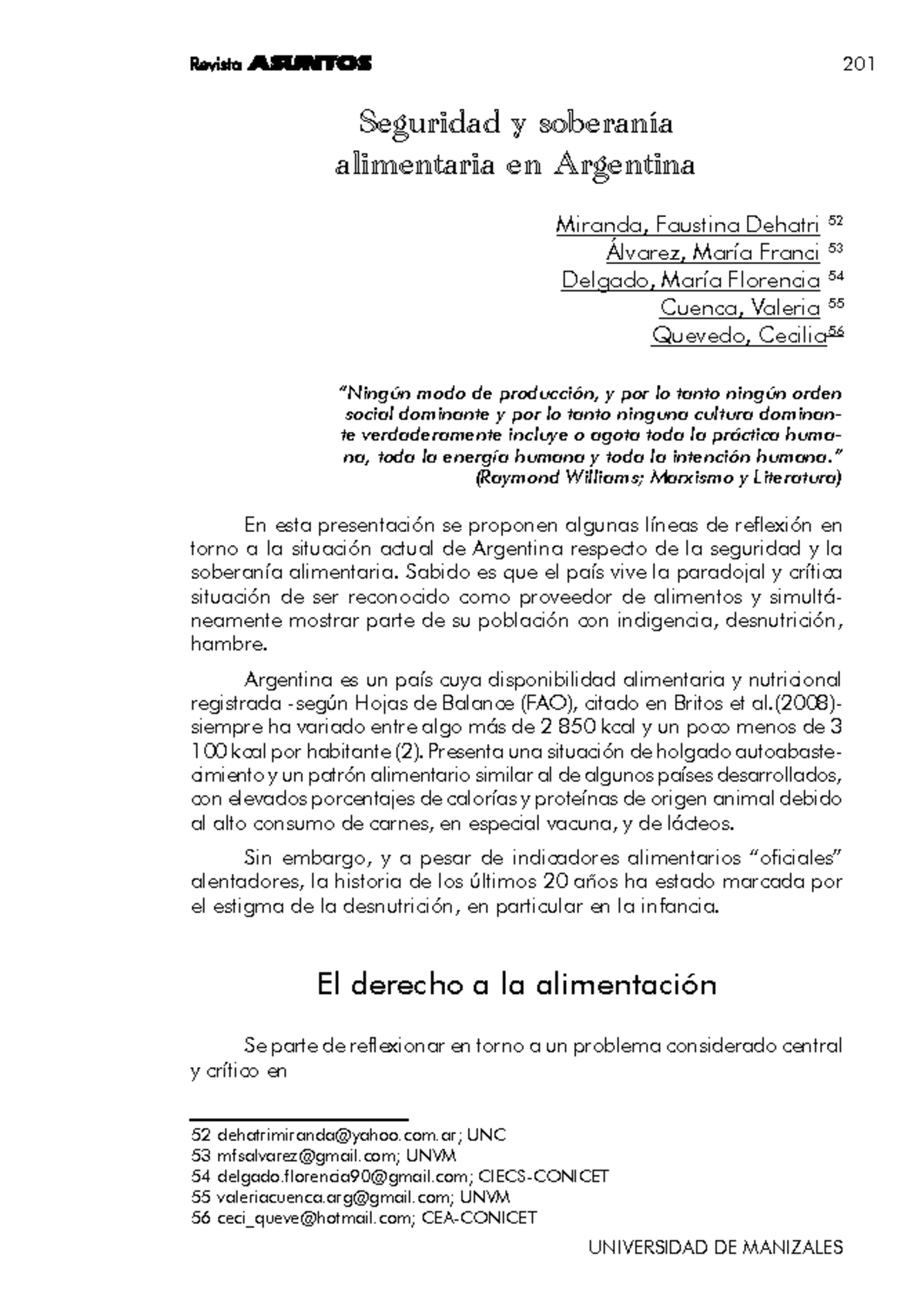 Seguridad Y Soberania Alimentaria EN Argentina - 201 UNIVERSIDAD DE MANIZALES Seguridad y ...