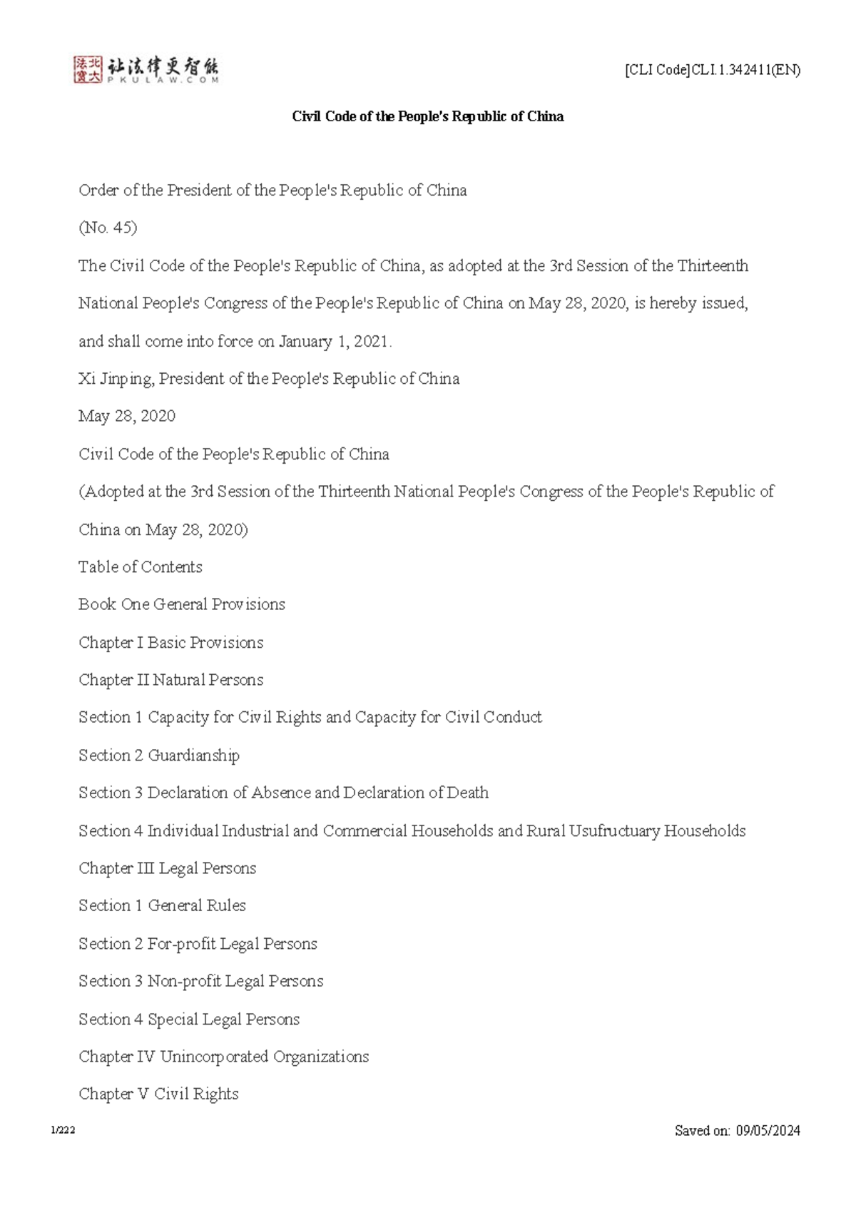 Civil Code of the People s Republic of China(FBM-CLI - Civil Code of ...
