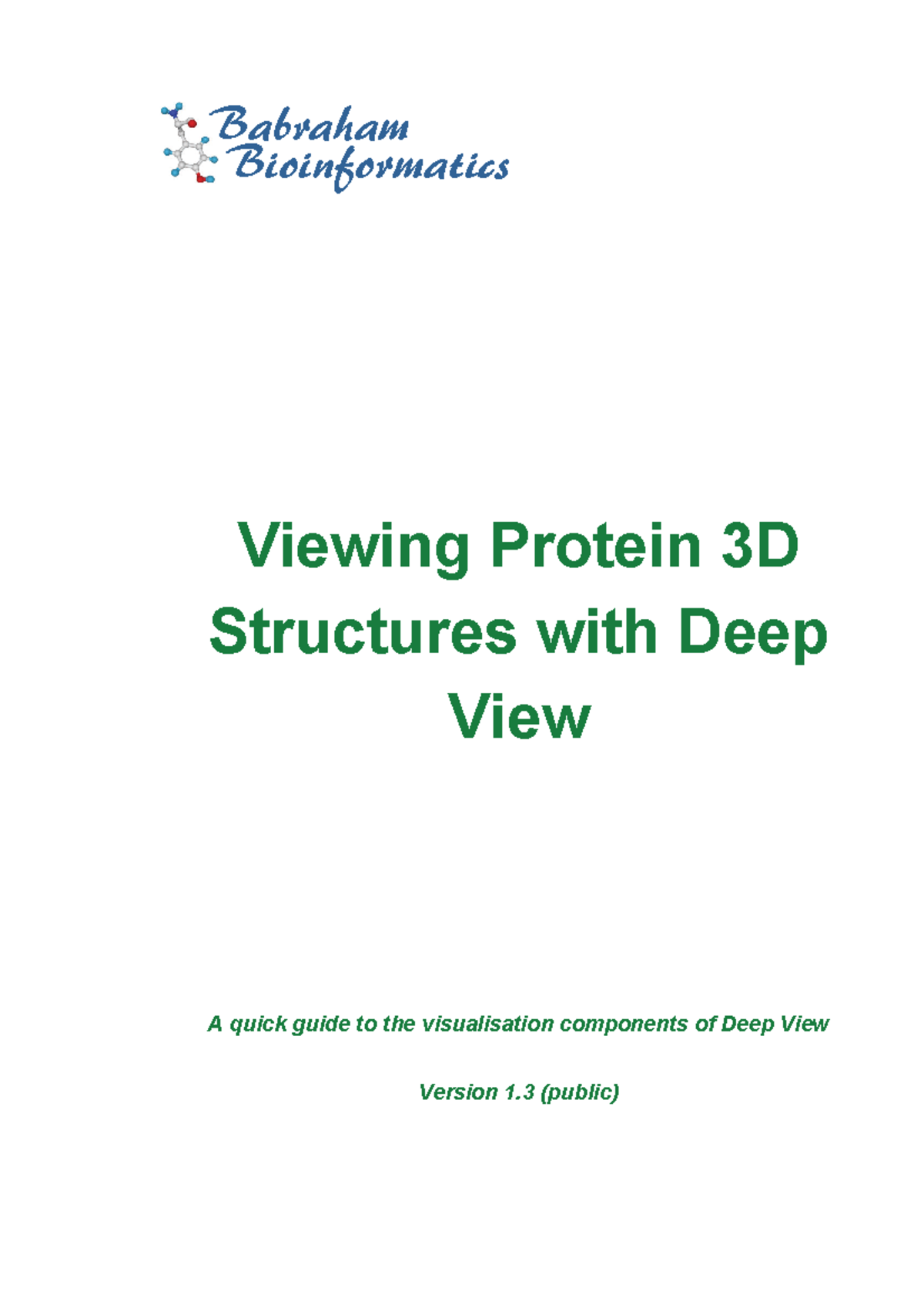 Manuale Swiss Pdb Viewer - Viewing Protein 3D Structures with Deep View ...