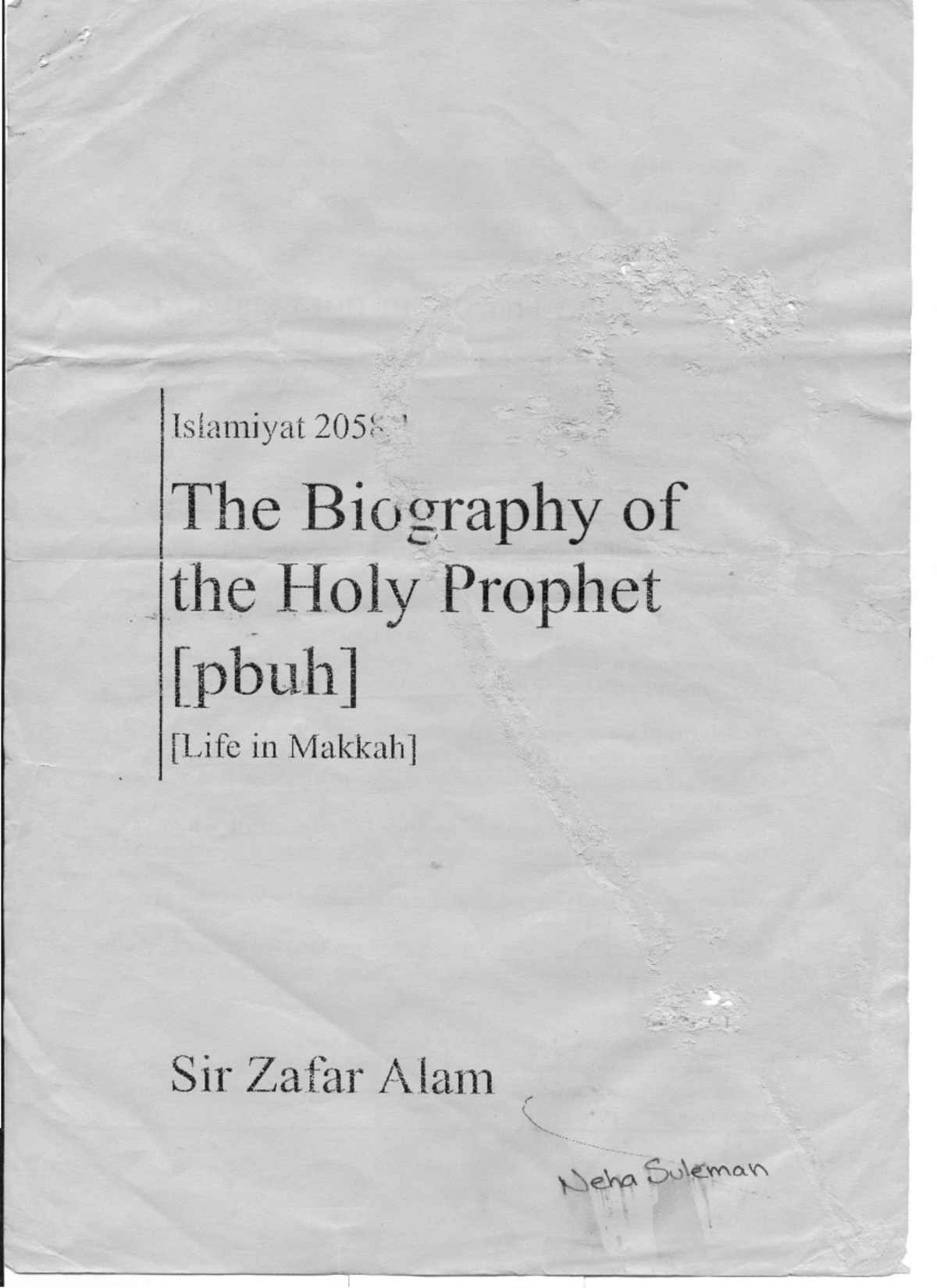 Biography of the Holy Prophet - islamiayat - Studocu