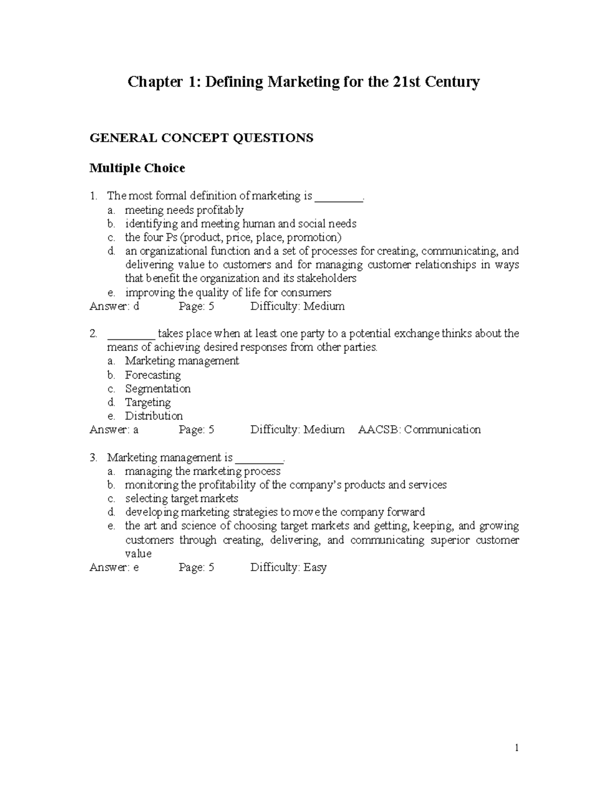 Chapter 1 Defining Marketing for the 21st Century - marketing ...