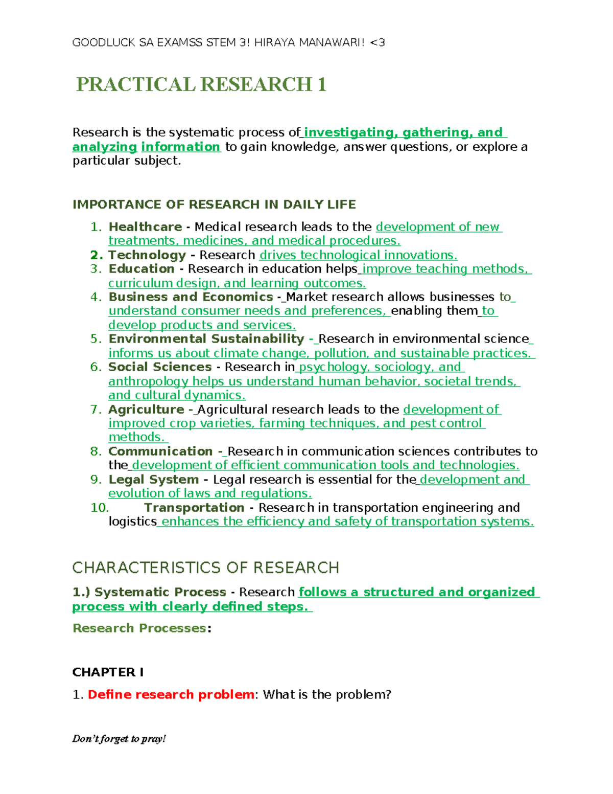 Practical Research 1 - PRACTICAL RESEARCH 1 Research is the systematic ...