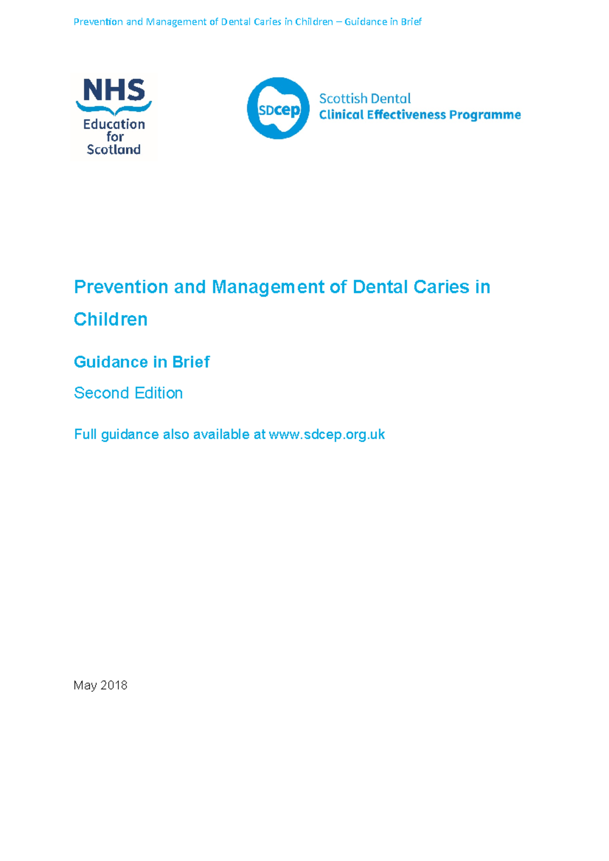 Sdcep child caries 2nd edition guidance in brief word accessible ...