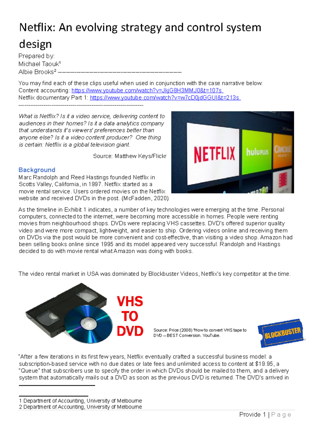 1. Netflix WEEK 2 - Netflix: An evolving strategy and control system ...