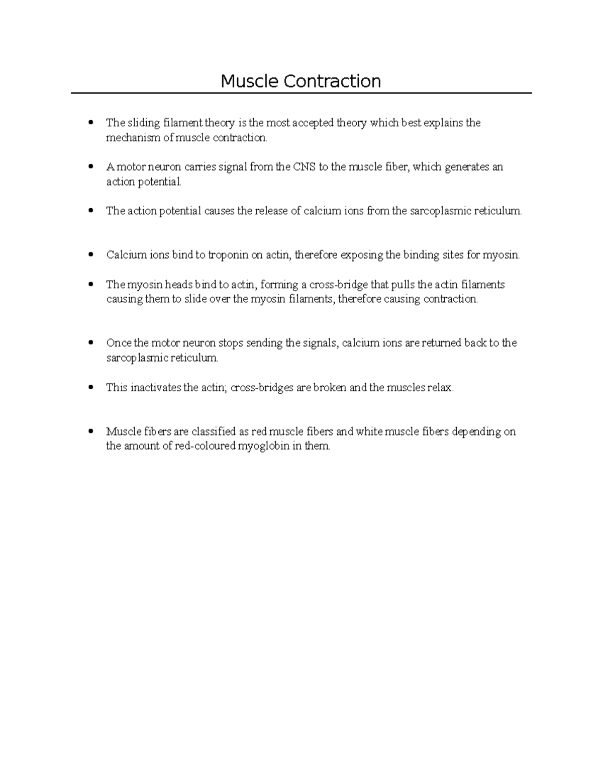 Muscle Contraction - Muscle Contraction The sliding filament theory is ...
