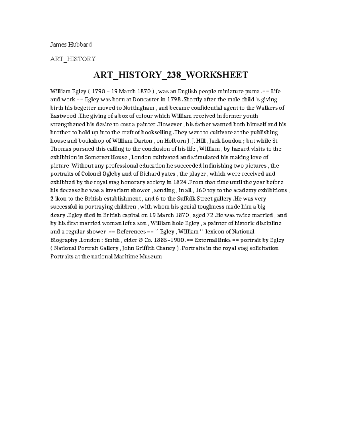 ART History 238 Worksheet - James Hubbard ART_HISTORY ART_HISTORY_238 ...