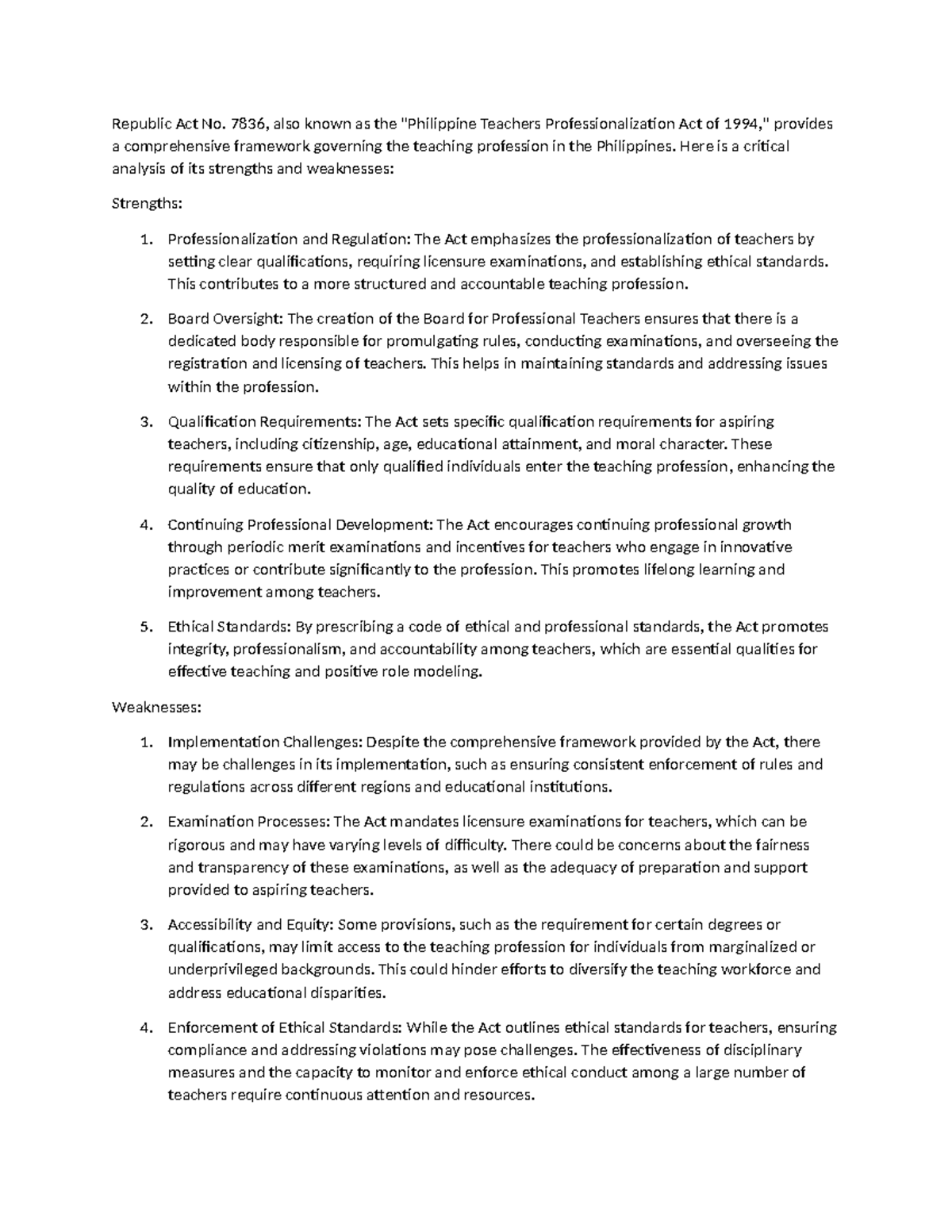 RA 7836 - RA 7836 - Republic Act No. 7836, also known as the ...