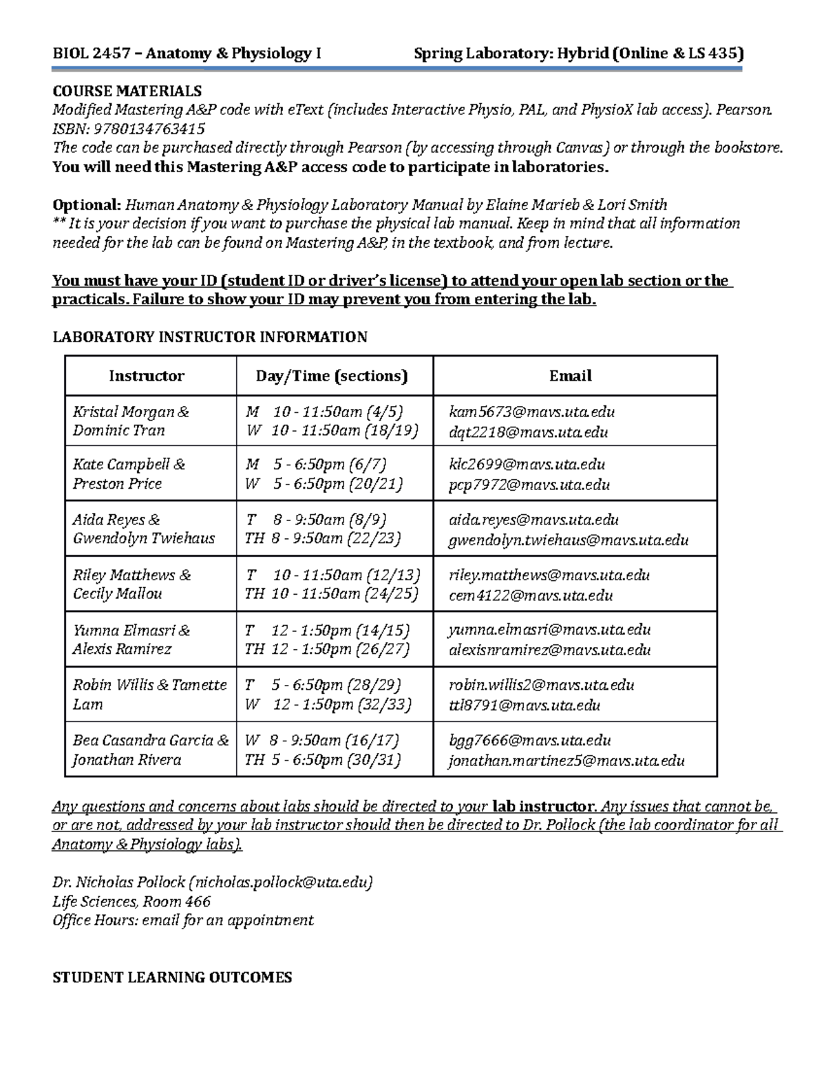 2023- Spring 2232-BIOL-2457-032 - BIOL 2457 – Anatomy & Physiology I ...